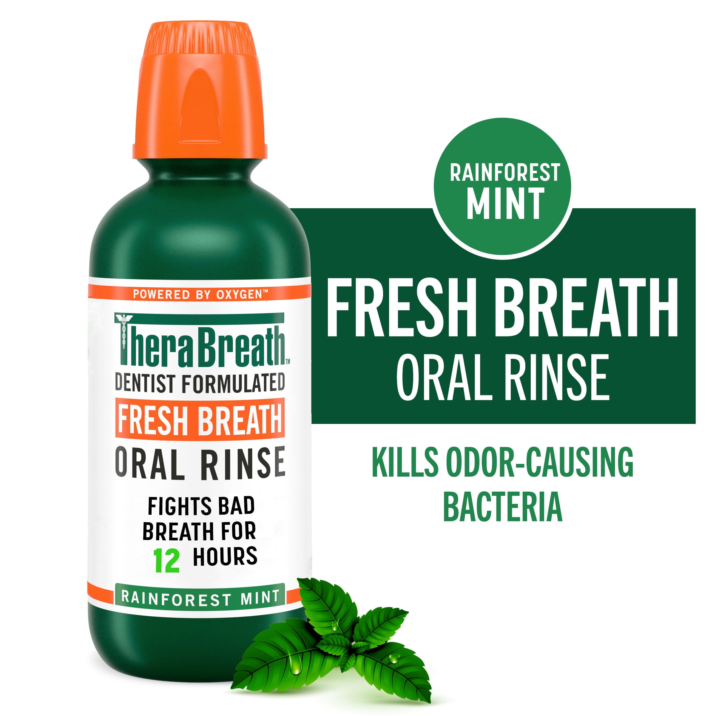 TheraBreath Fresh Breath Mouthwash, Rainforest Mint, Alcohol-Free ...