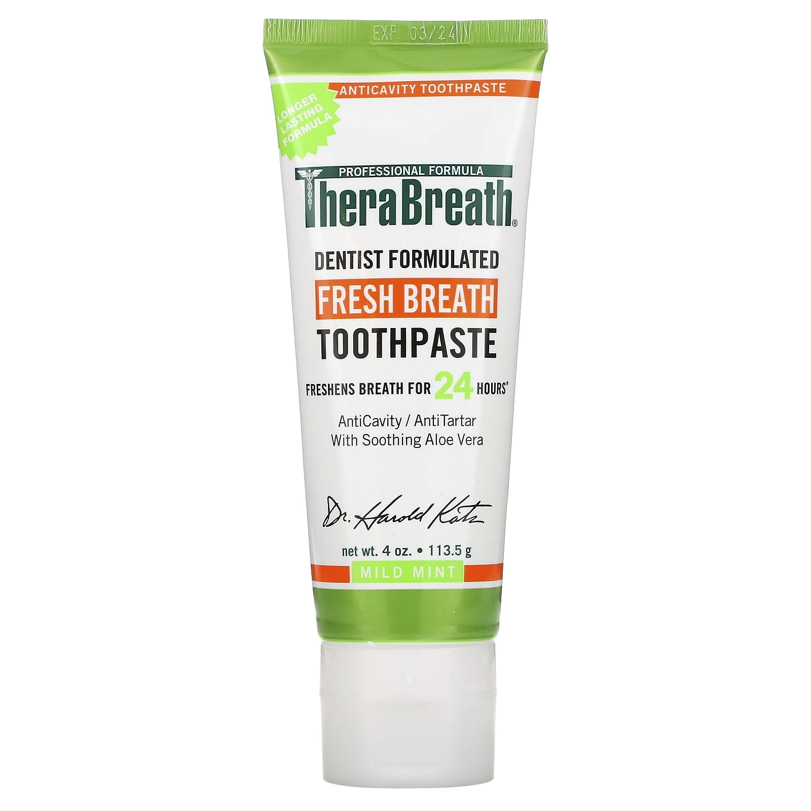 TheraBreath, Fresh Breath Toothpaste, Mild Mint , 4 oz (113.5 g ...