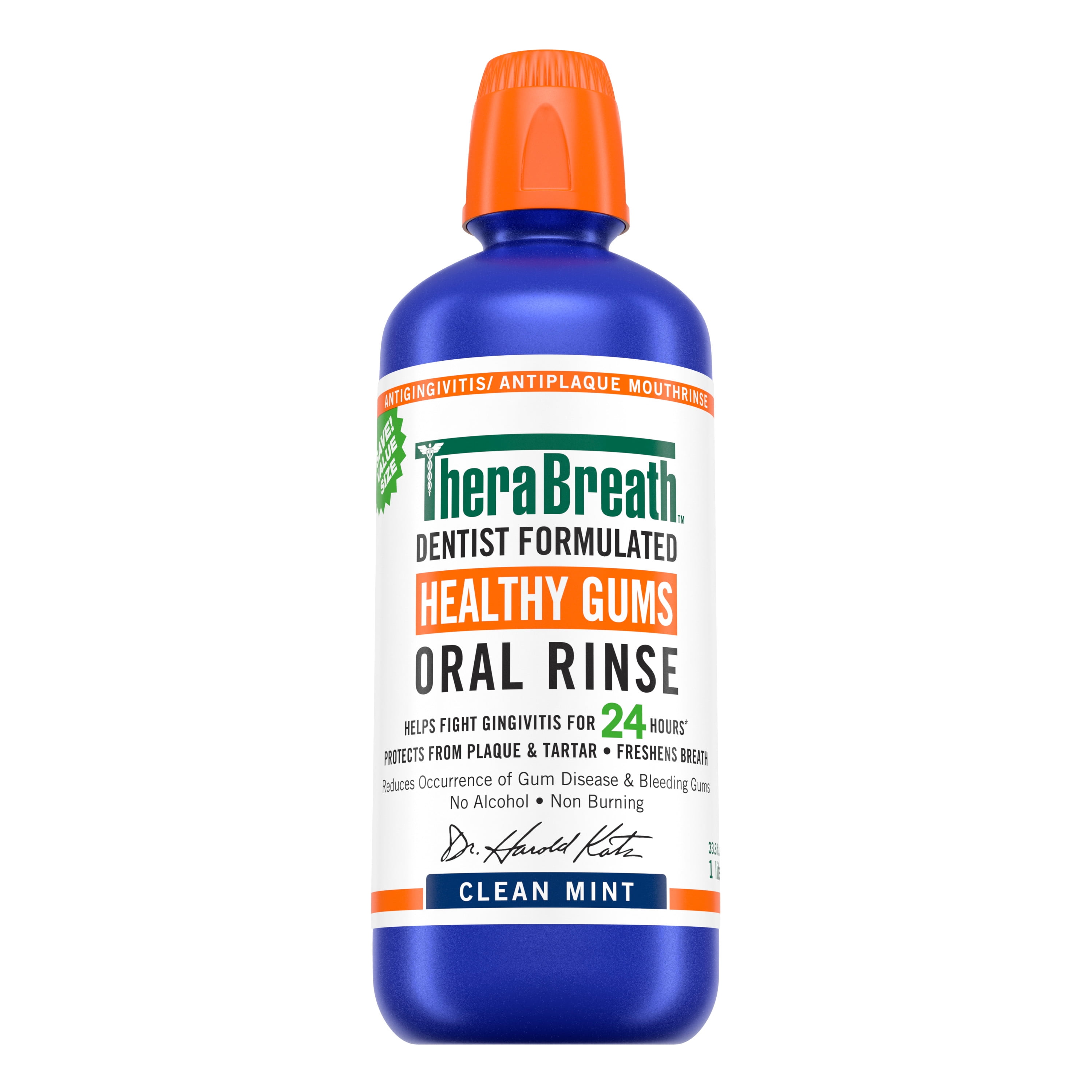 TheraBreath Healthy Gums Mouthwash, Clean Mint, Antigingivitis, 1 Liter ...