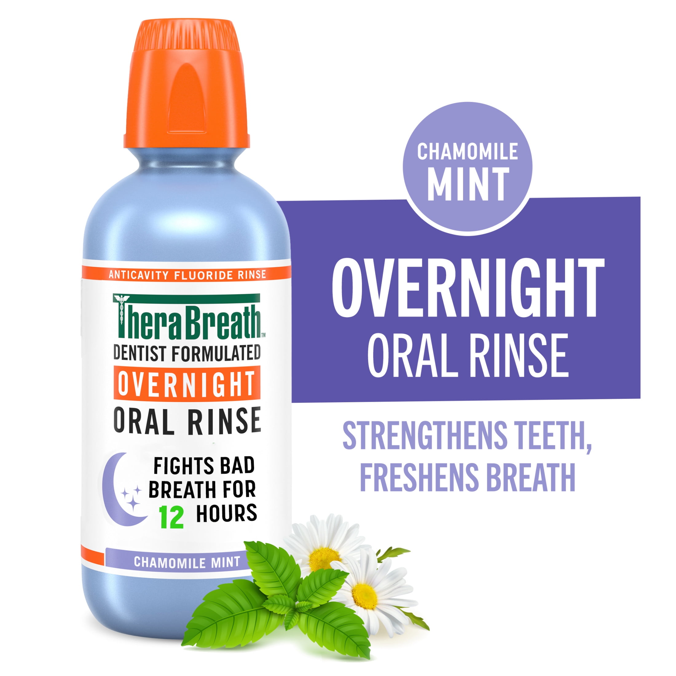 TheraBreath Overnight Mouthwash, Chamomile Mint Flavor, Alcohol Free ...