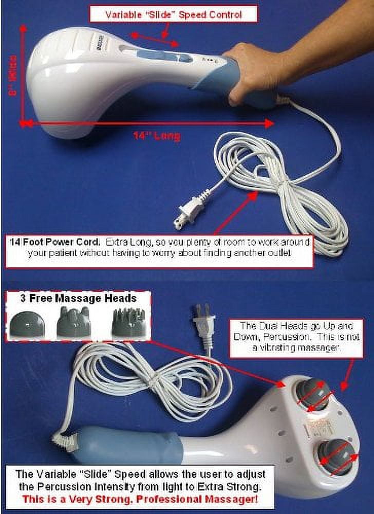 TheraRUB® Double Head Electrical Muscle Vibrating Massager with Extra ...