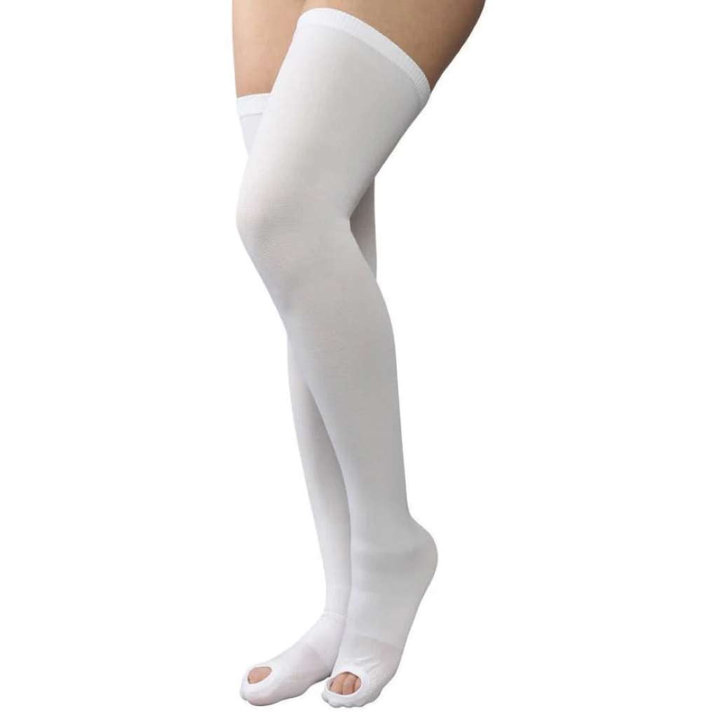 Therafirm Inspection Toe Thigh High Anti-Embolism Stockings 18mmHg ...