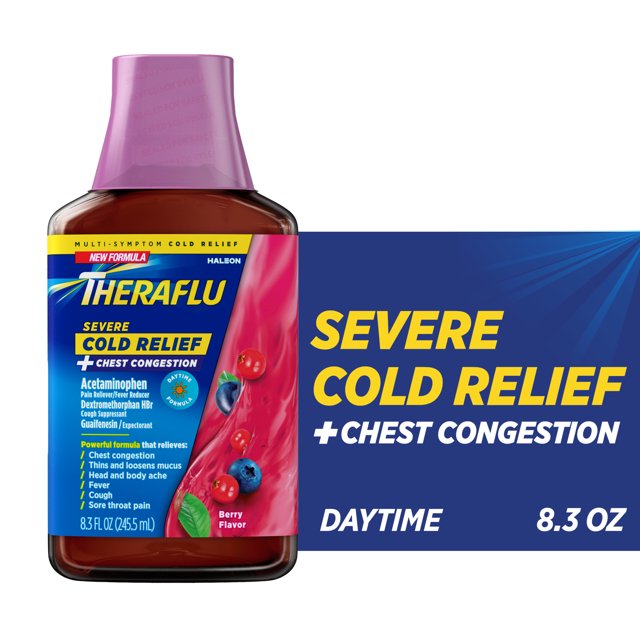 Theraflu Expressmax Severe Cold and Flu Medicine, Berry, 8.3 Fl Oz ...