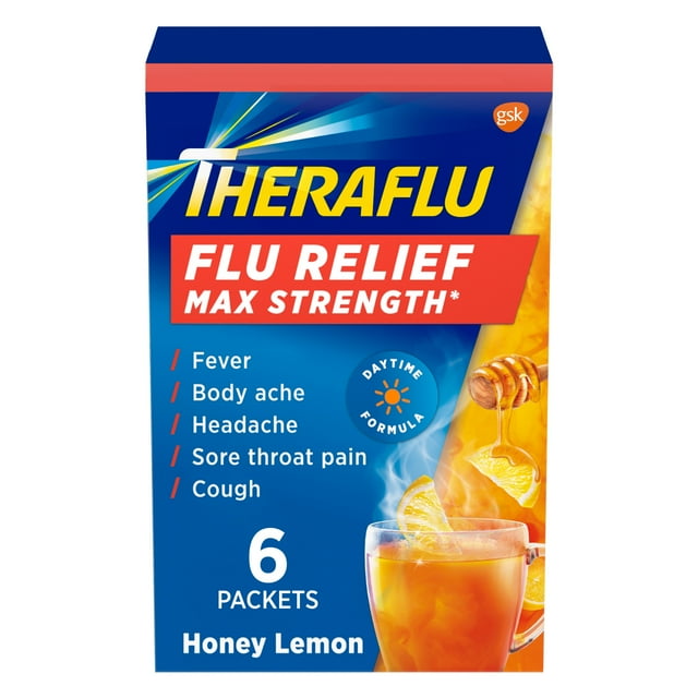 Theraflu Max Strength Cough Cold and Flu Daytime Relief Medicine Powder ...