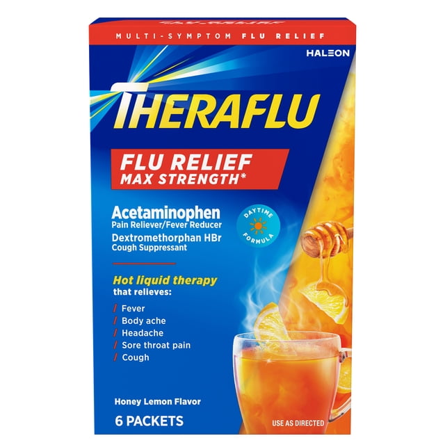 Theraflu Max Strength Cough Cold and Flu Daytime Relief Medicine Powder ...