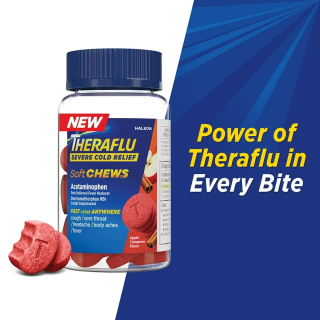 Theraflu Soft Chews, Daytime Severe Cold Relief Cold and Flu Medicine ...