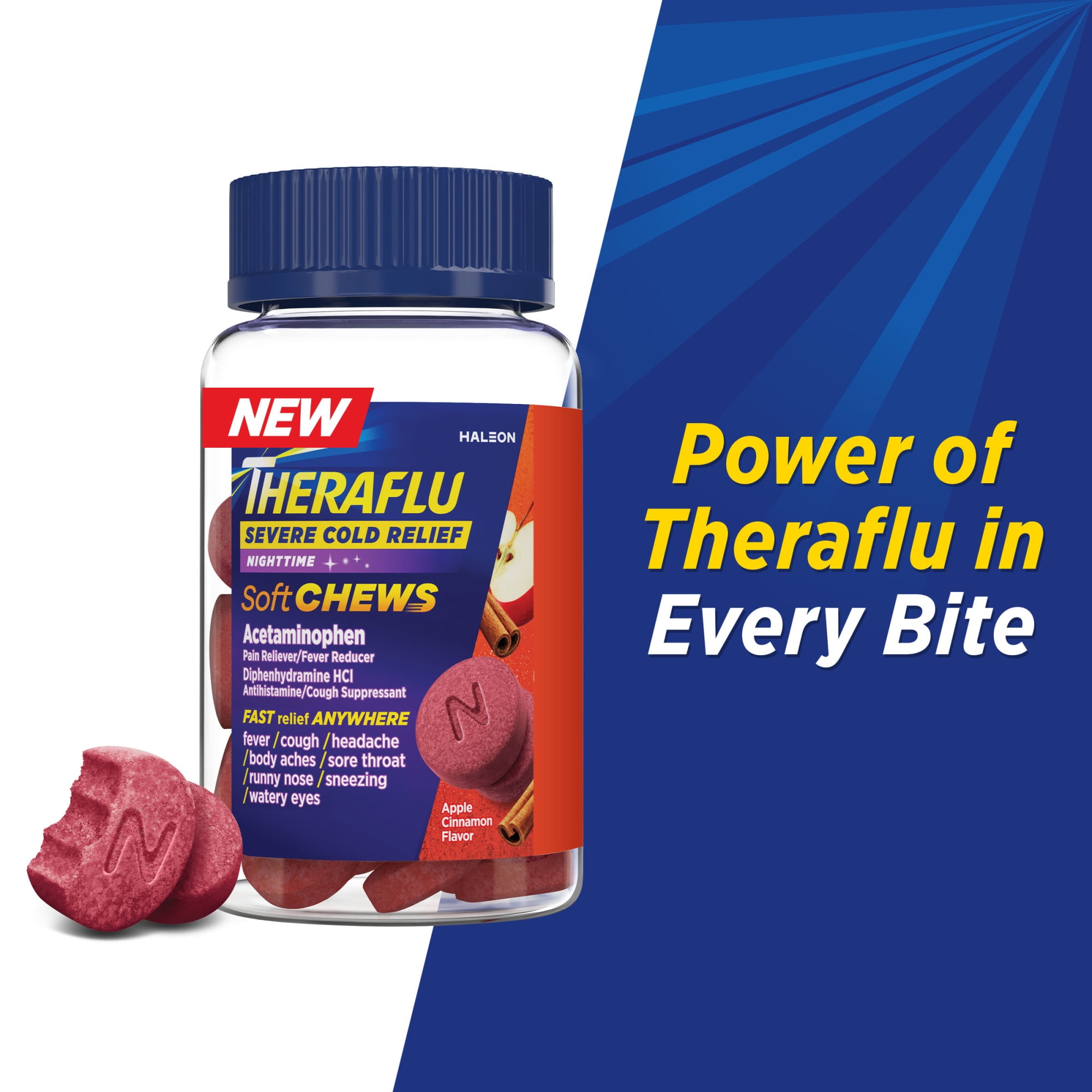 Theraflu Soft Chews, Nighttime Severe Cold Relief Cold and Flu Medicine ...
