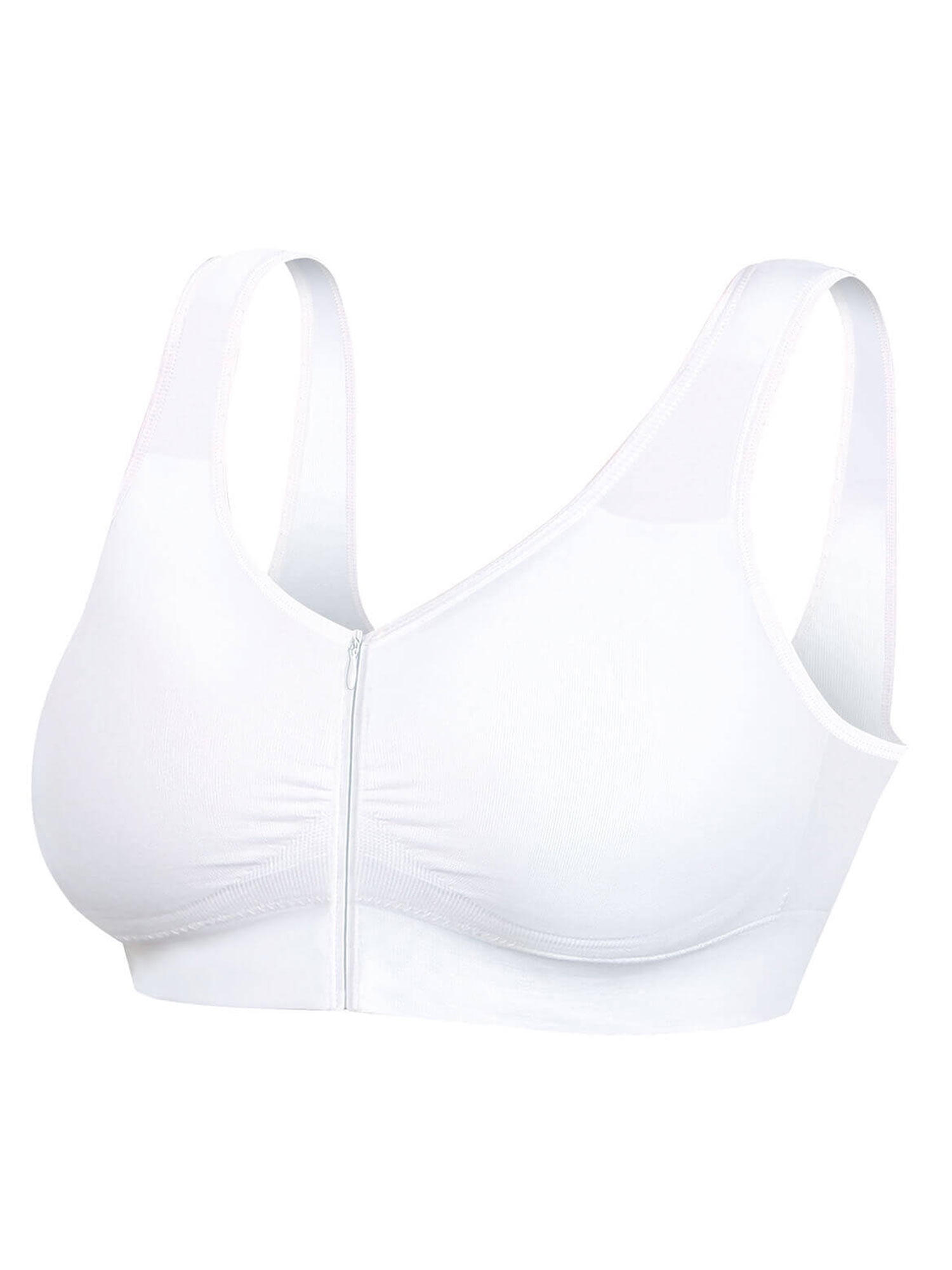 Therapeutic Zip Front Bra, White, Large - Walmart.com