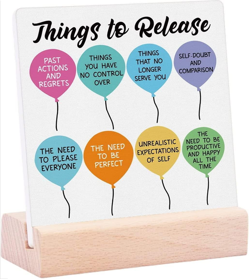 Therapist Office Ceramic Table Plaque with Wooden Stand Desk ...