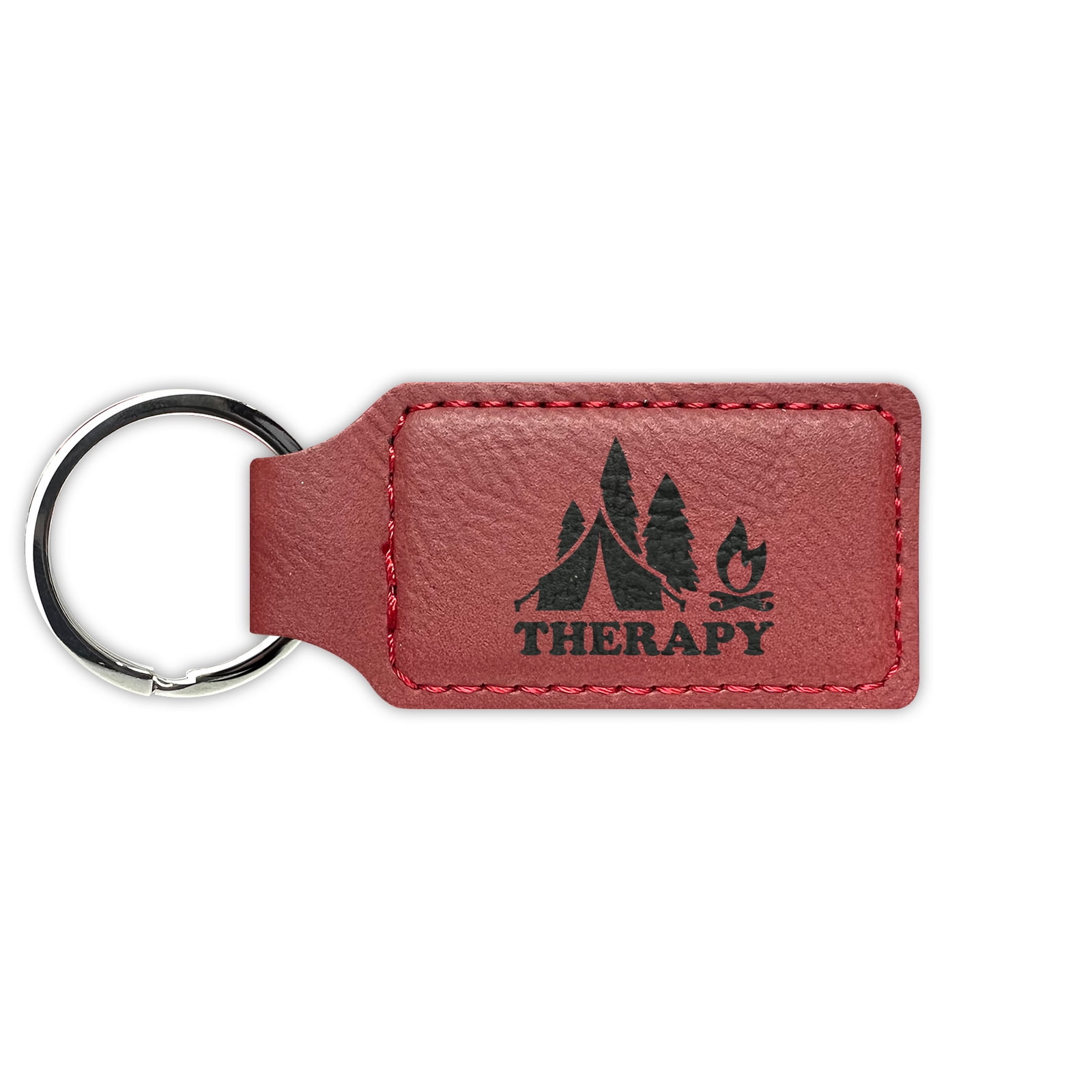 Therapy Camping Keychain Leatherette Rectangle - Laser Engraved - Many ...