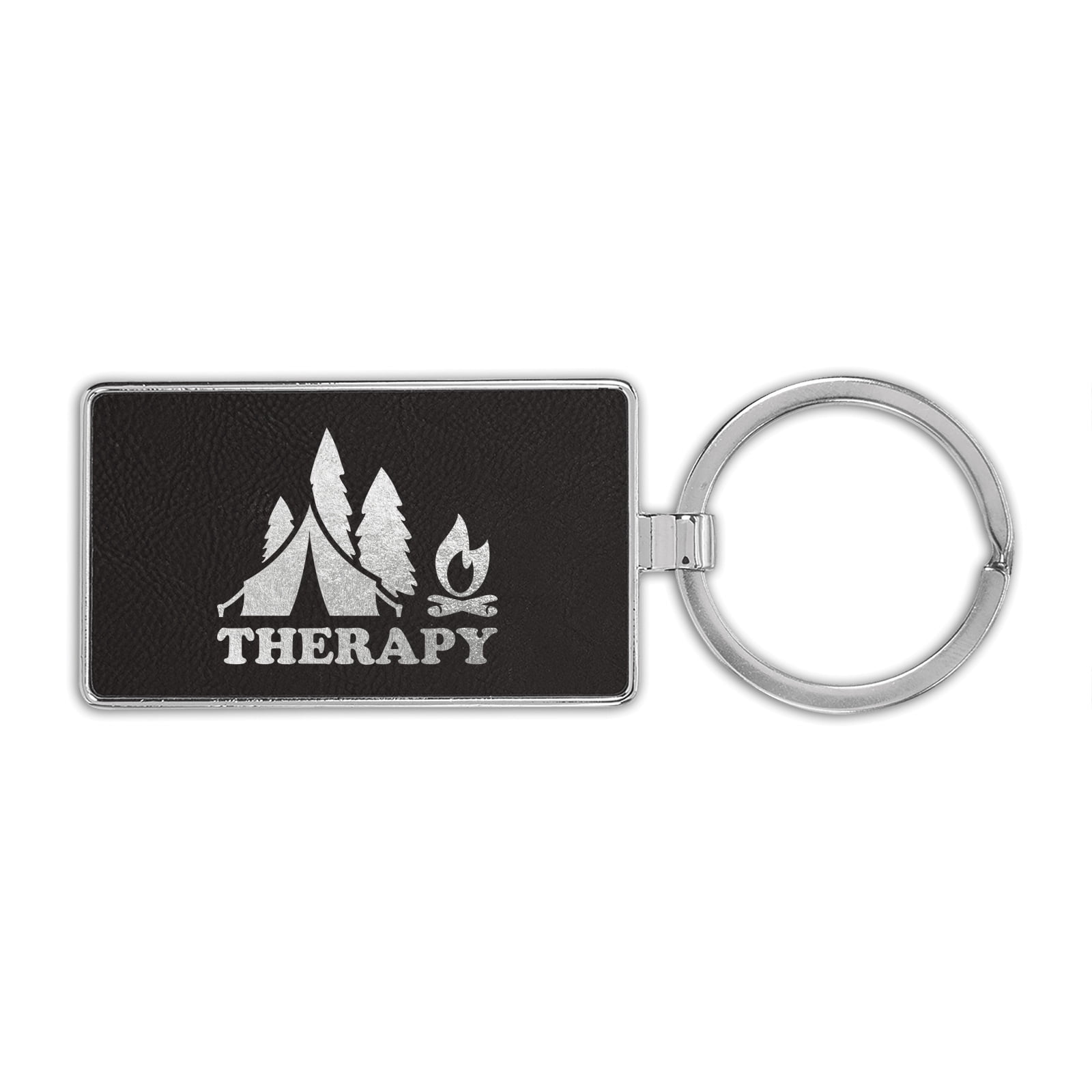 Therapy Camping Premium Leatherette Keychain camp camper tree tent fire ...