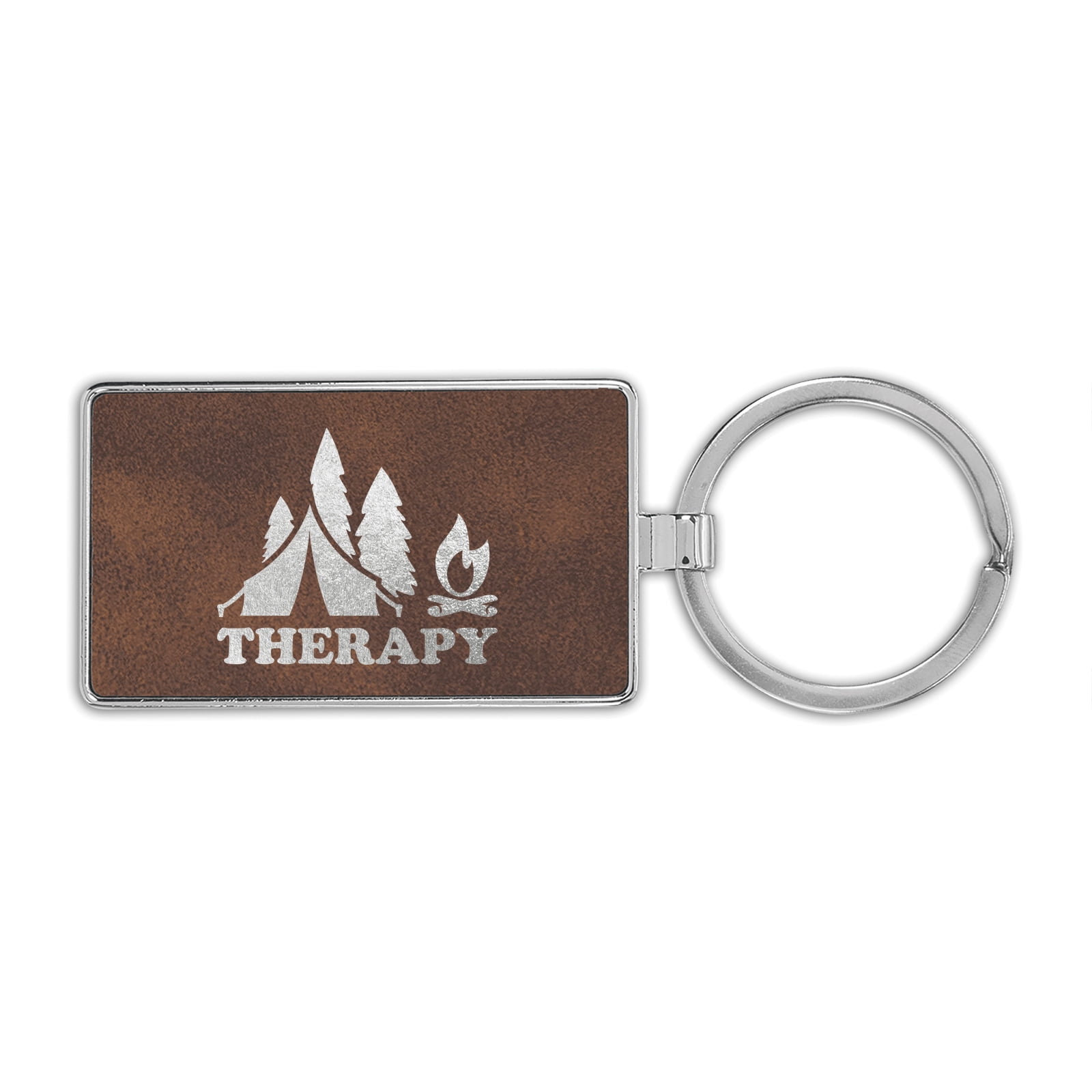 Therapy Camping Premium Leatherette Keychain camp camper tree tent fire ...