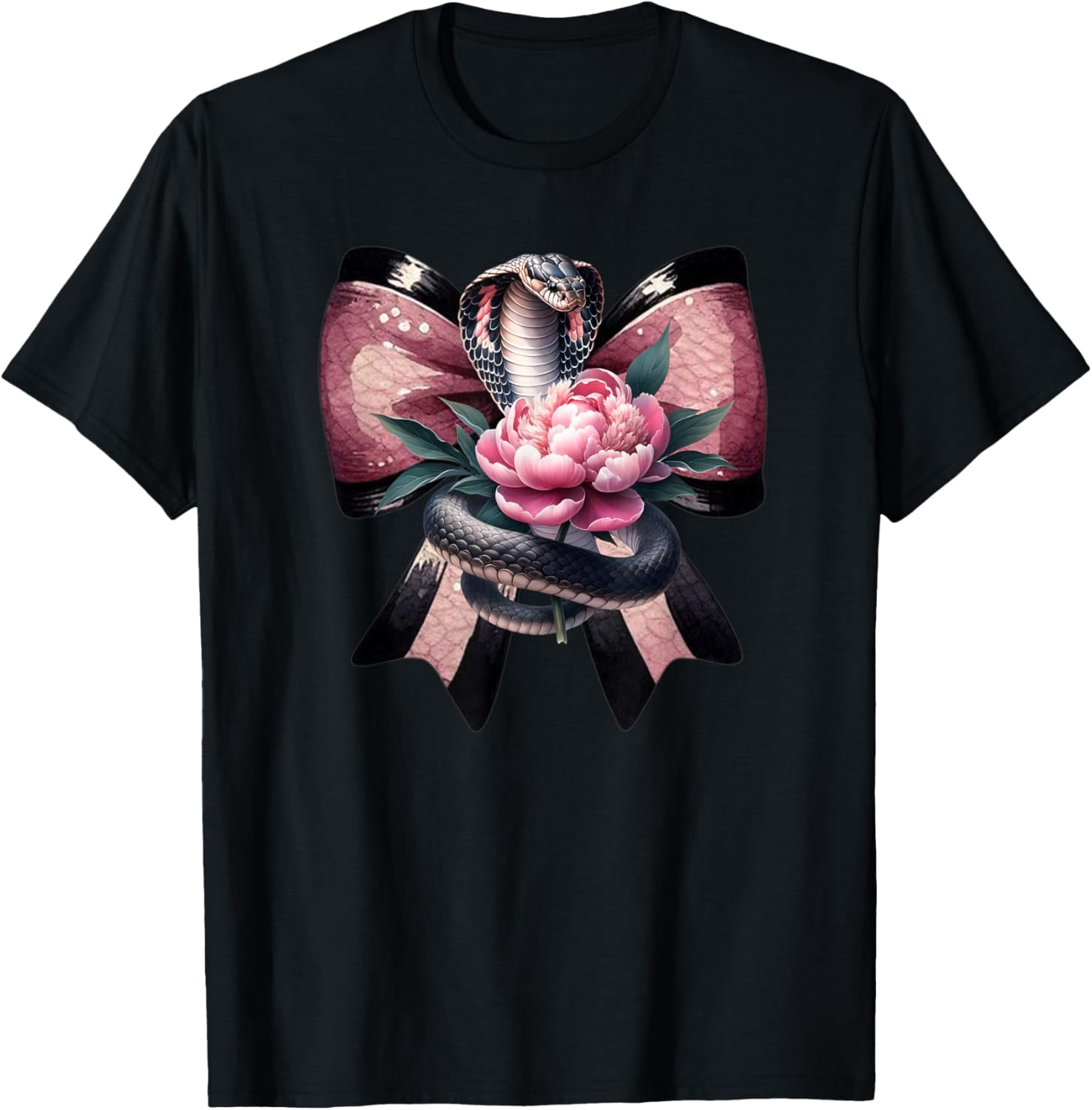 Therapy Designs, Cobra Snake With Pink Flower And Bow T-Shirt - Walmart.com
