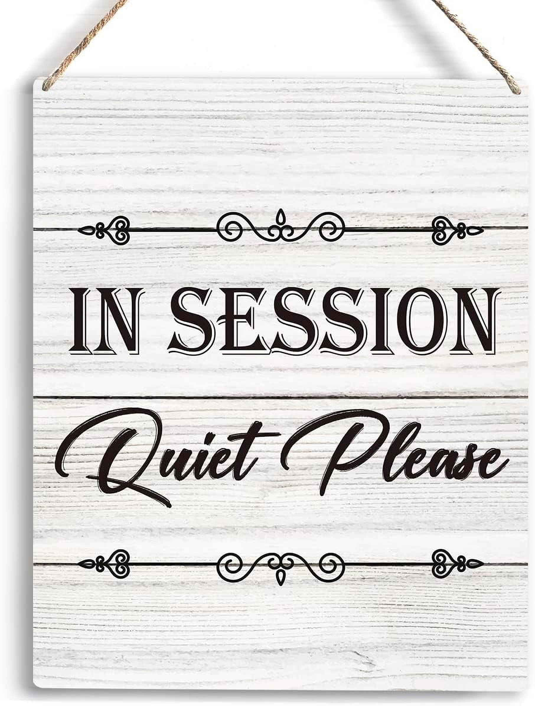 Therapy Office Decor Counselor Office Decor In Session Quiet Please Sign Wooden Hanging Sign For ...