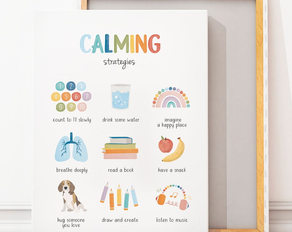Therapy Poster, Calming Strategies Print, Therapy Office Decor, Calming ...
