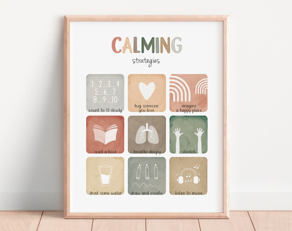 Therapy Poster, Calming Strategies Print, Therapy Office Decor, Calming ...