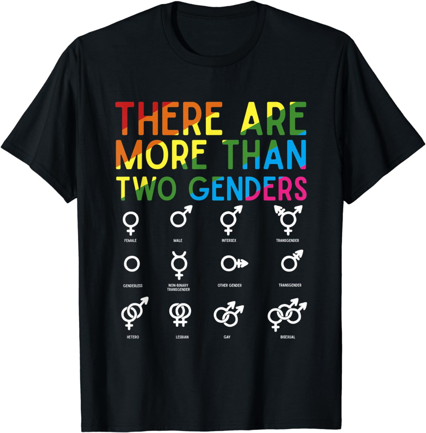 There Are More Than Two Genders Symbols Rainbow LGBT Flag T-Shirt ...