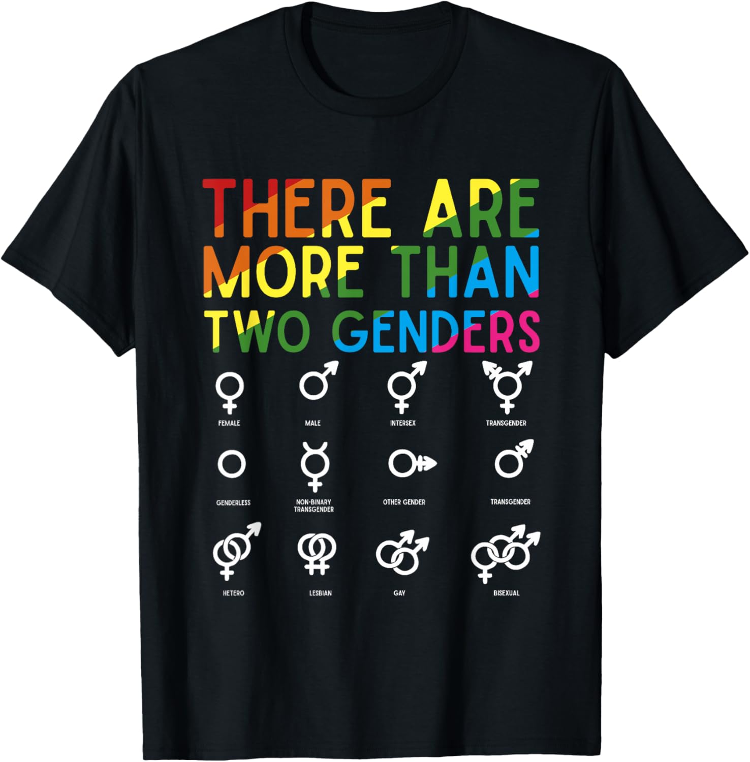 There Are More Than Two Genders Symbols Rainbow LGBT Flag T-Shirt ...