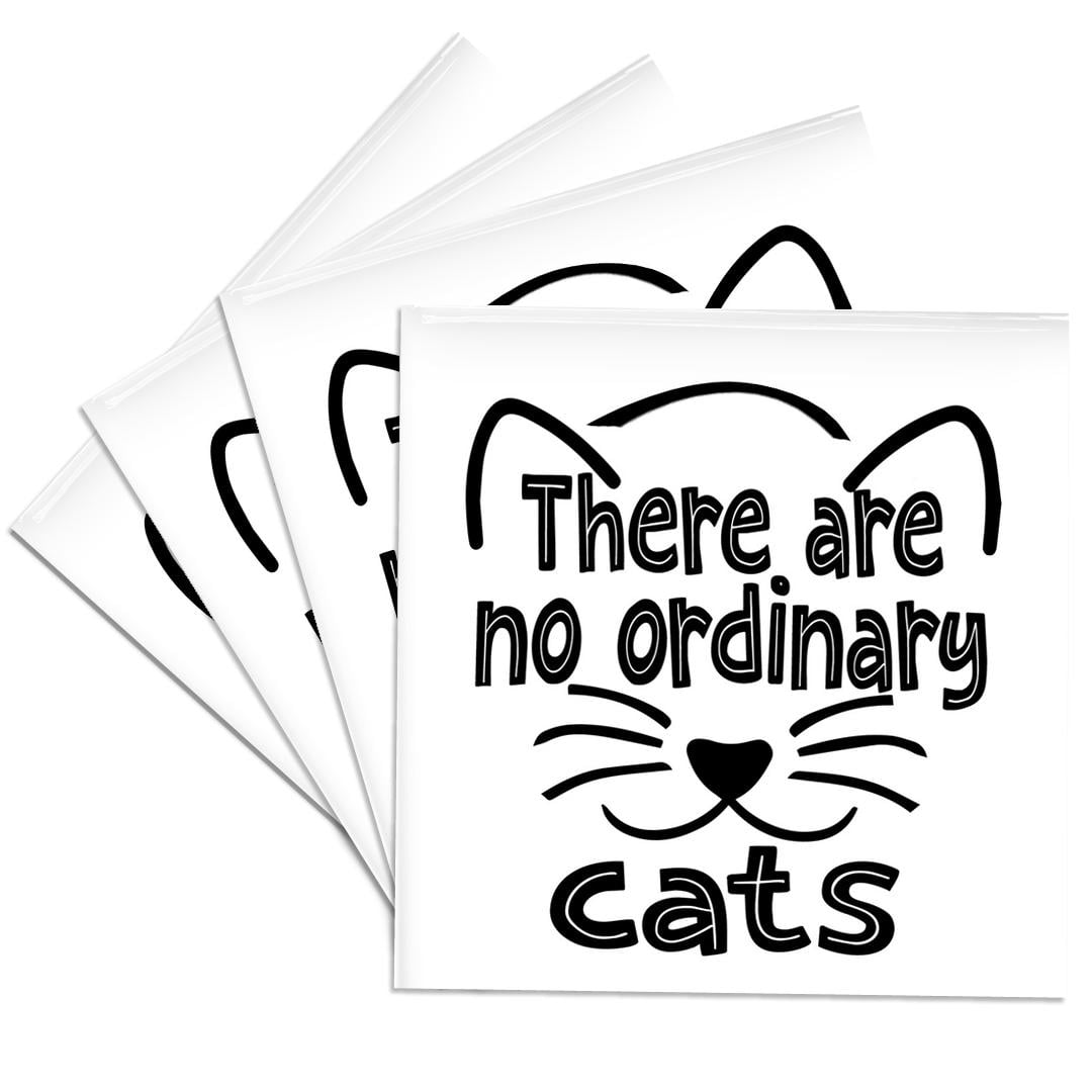 3drose, There Are No Ordinary Cats Black Line Art, Set of 4 Ceramic ...
