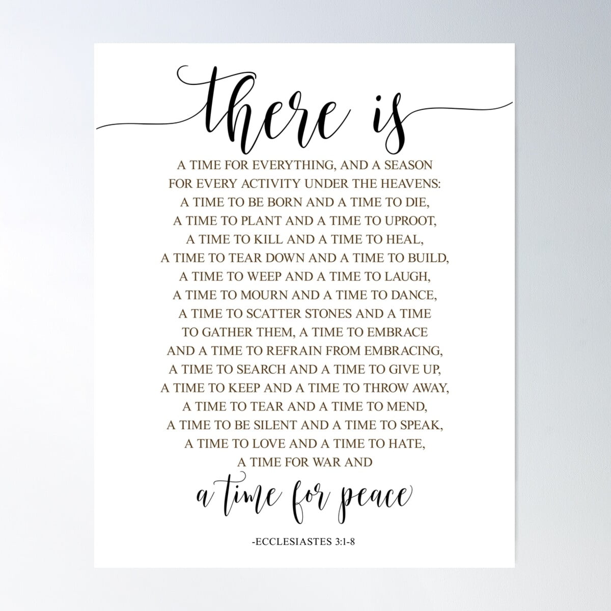 There Is A Time For Everything, Ecclesiastes 3:1-8, Bible Verse Poster ...