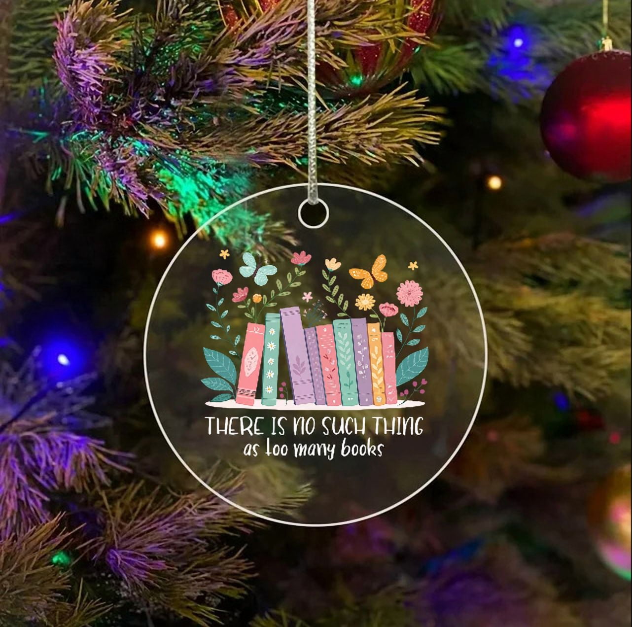 There Is No Such Thing As Too Many Books Reading Teacher Ornament, Home ...