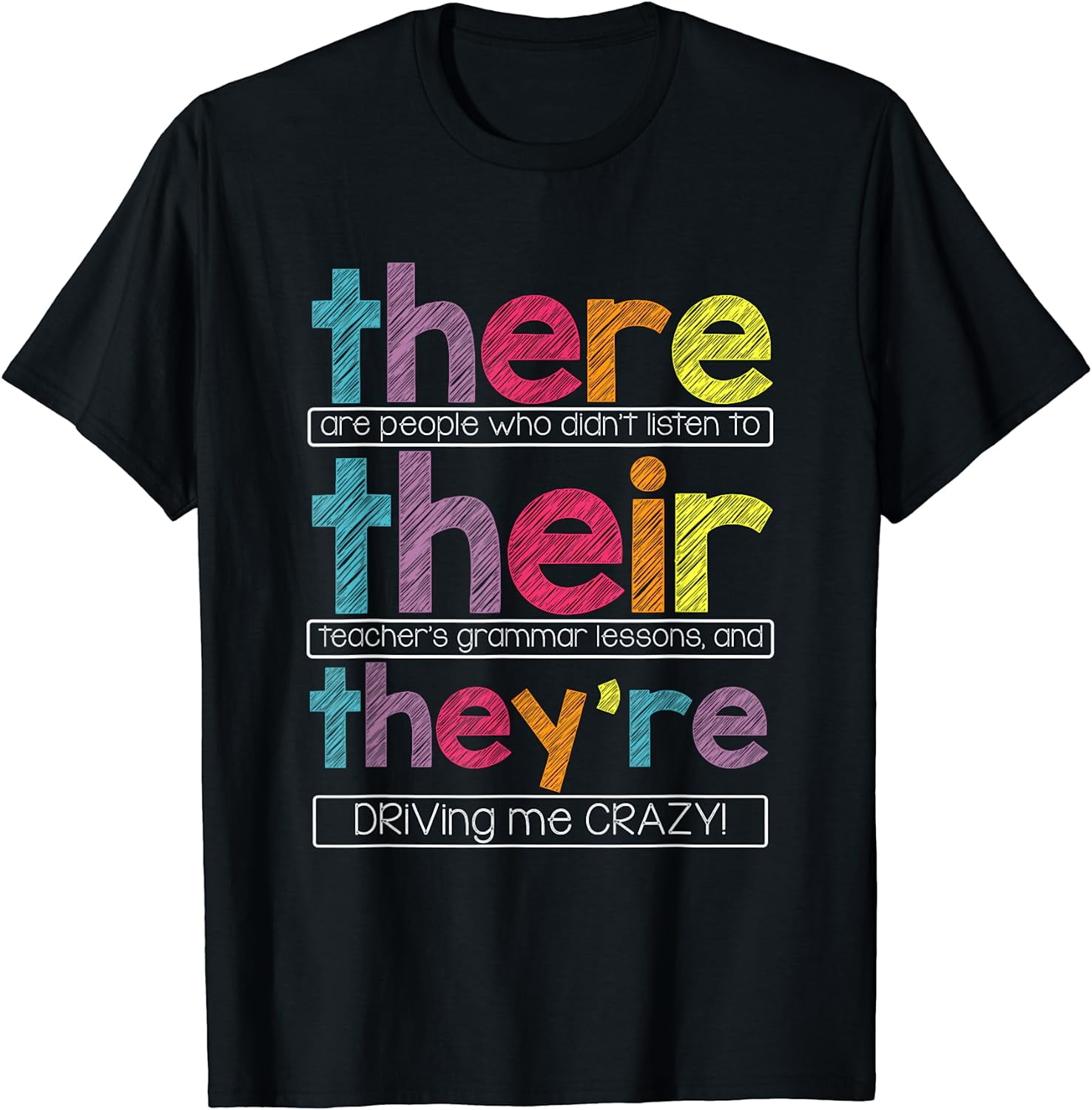 There Their They're English Grammar Teacher Funny Humor T-Shirt ...