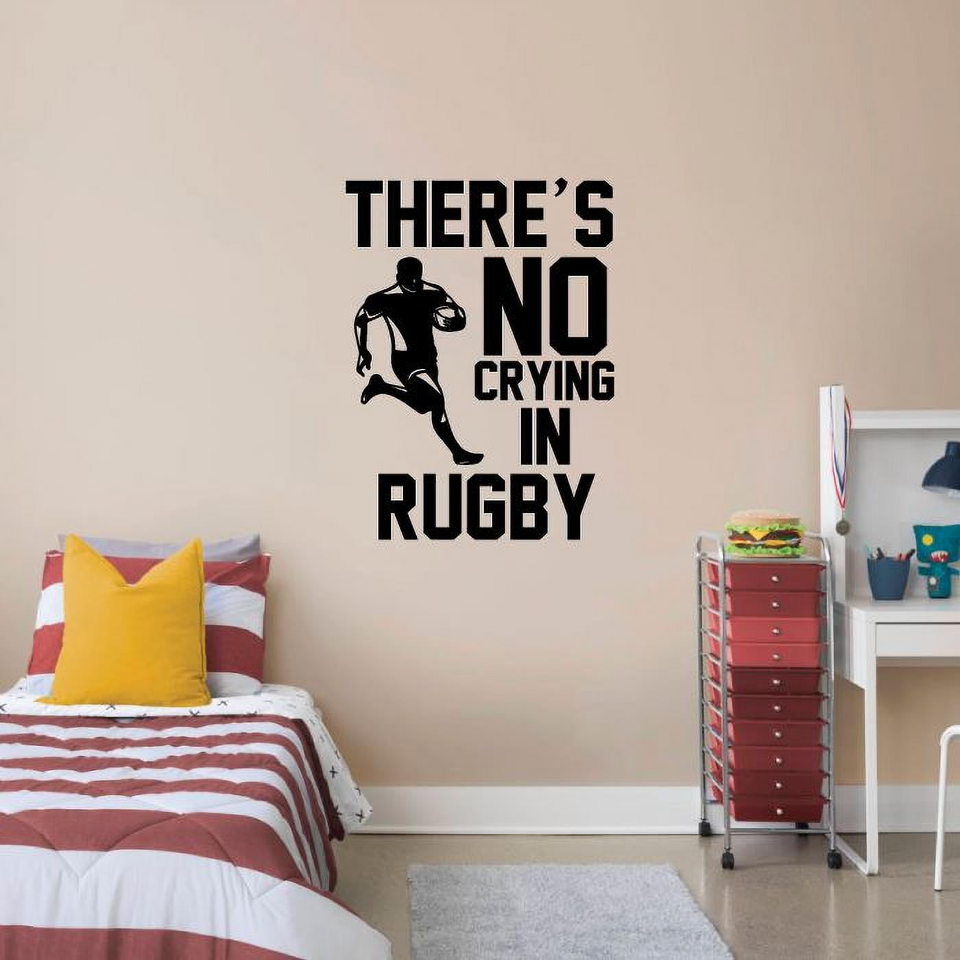 There's No Crying Rugby Quote Wall Sticker Room Vinyl Wall Art Decals ...