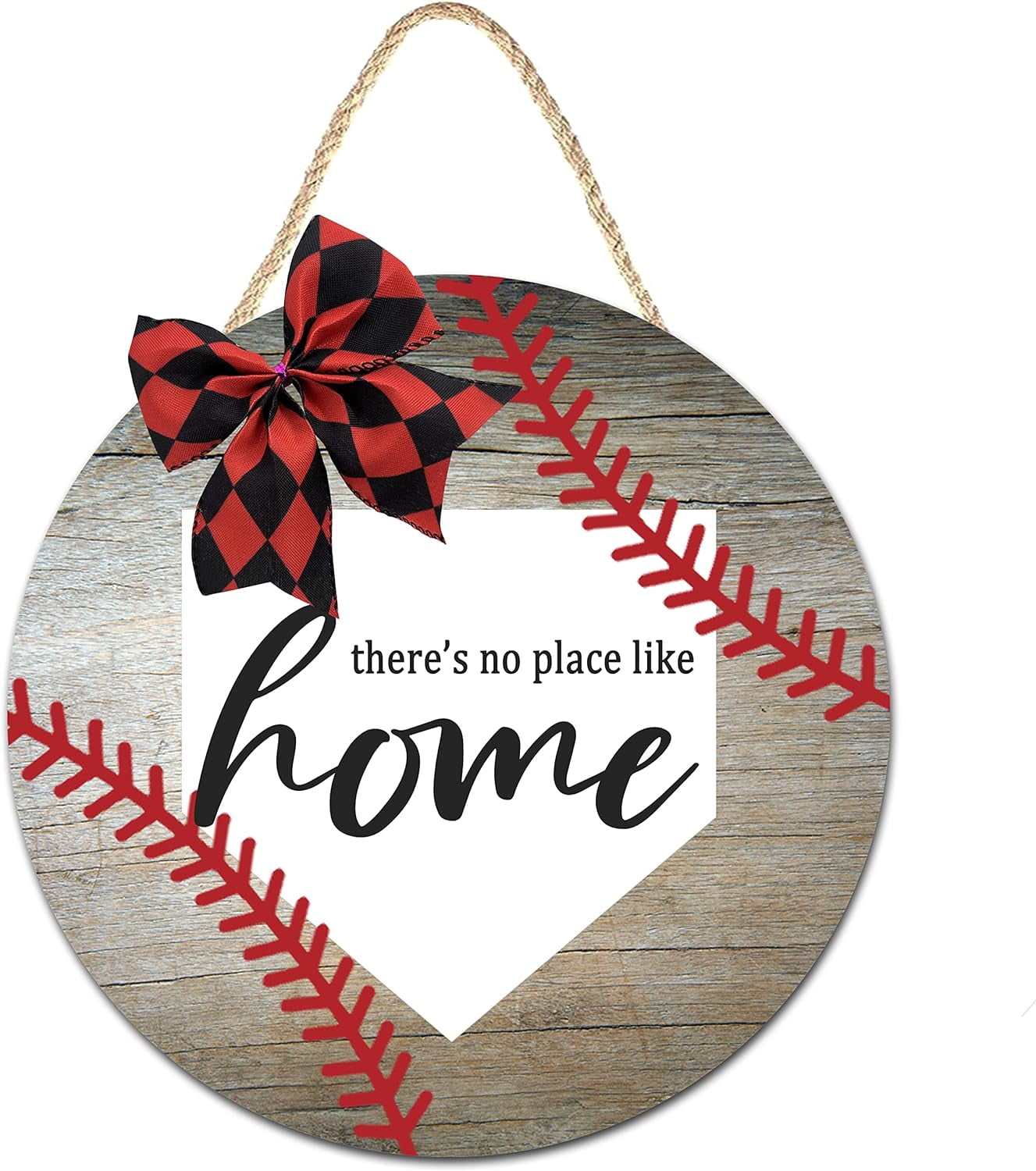 There's No Place Like Home Baseball Sign Round Wood Decor Sign Floral ...