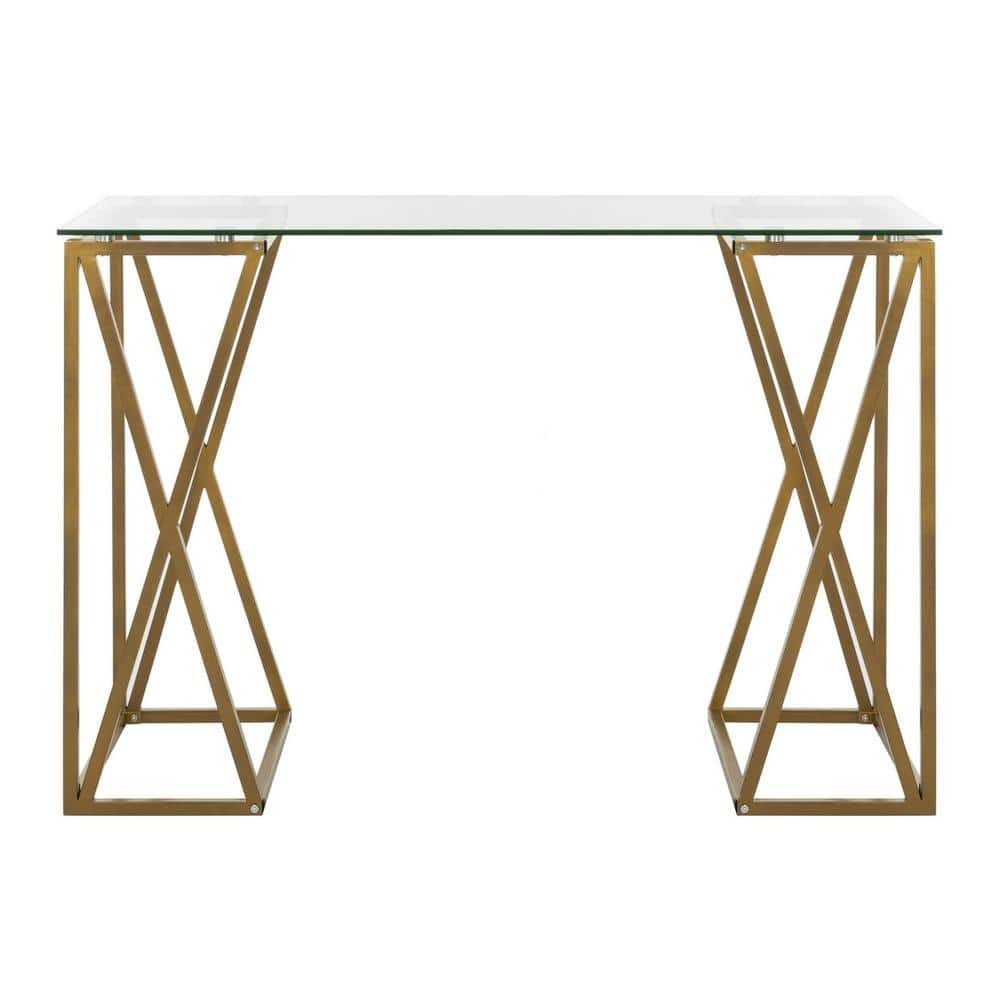 Theresa 44 in. Glass/Gold Writing Desk - Walmart.com