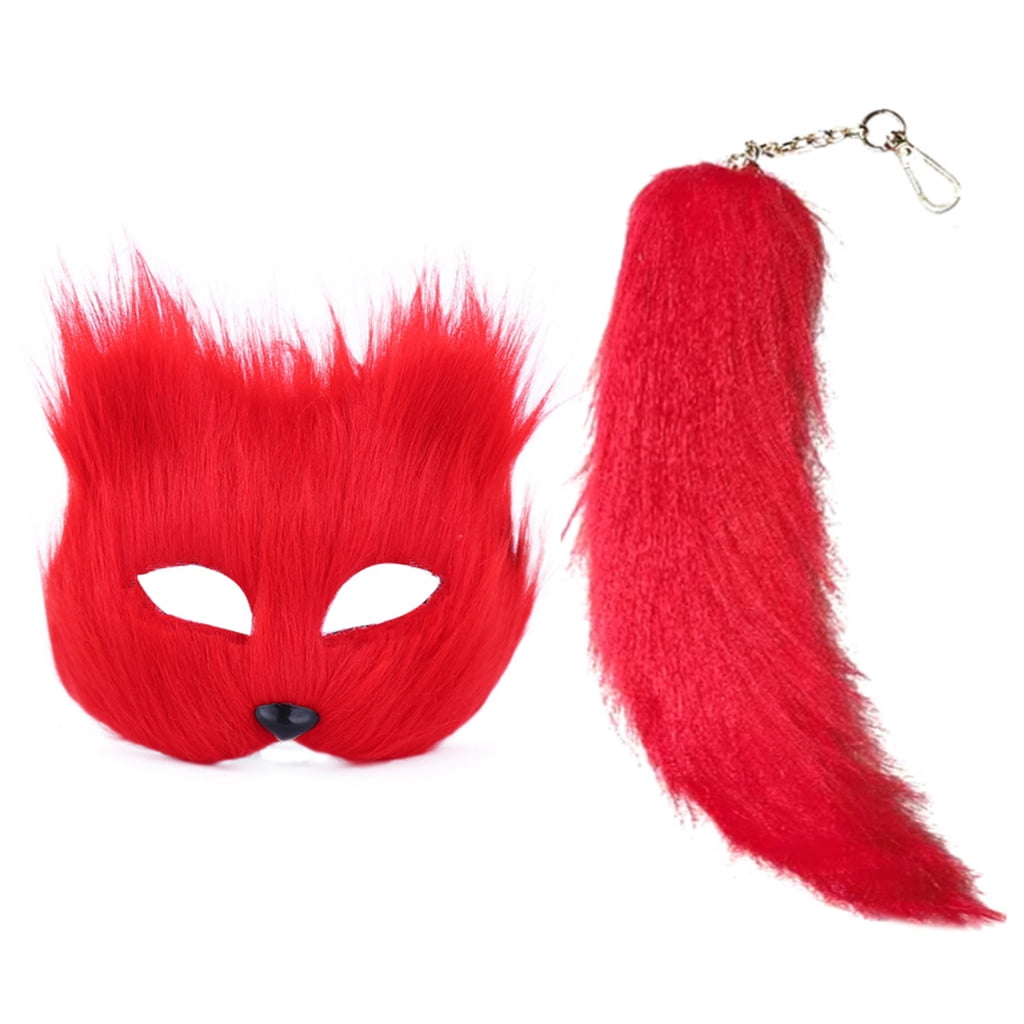 Therian and Tail for Women Girls Fuzzy Cats Foxes Wolf Tail Keychain ...