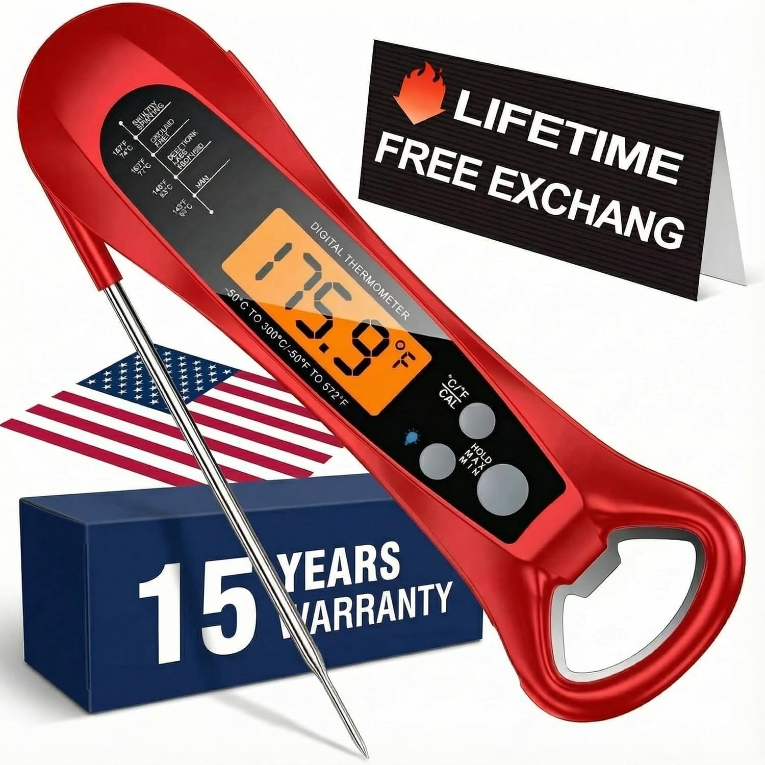 Therm ProMeat Thermometer Digital, 1 Sec Instant Read, NISTCertified ...