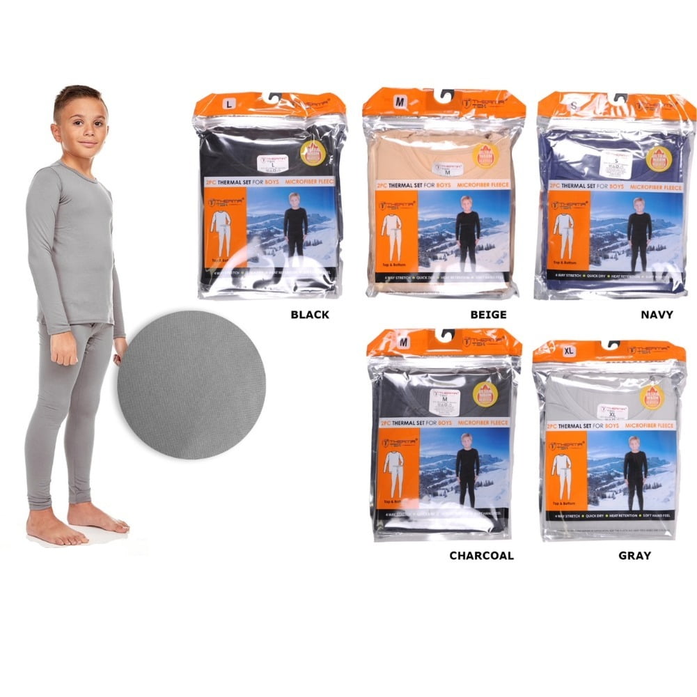 Therma Tek Boys Thermal Underwear Microfiber Fleece Long Johns 2pc Top ...