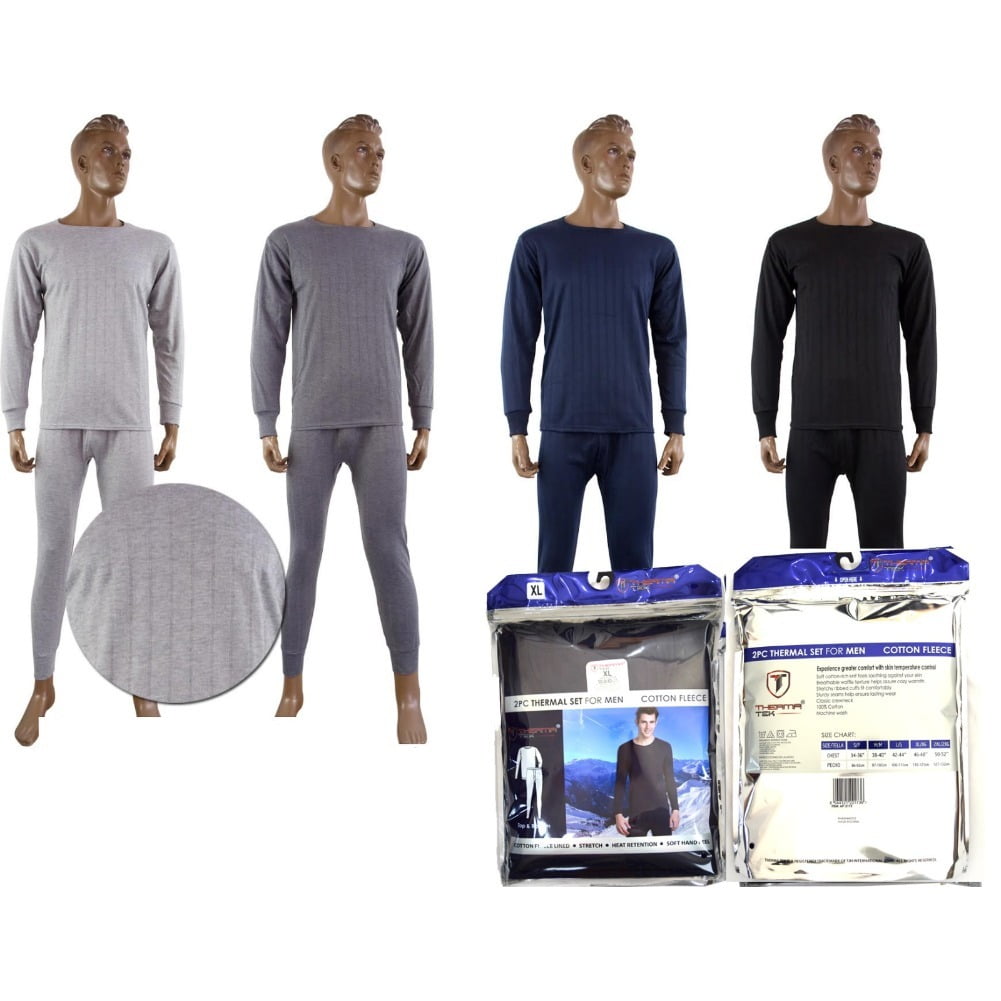 Therma Tek Mens Thermal Underwear Stretch Cotton Long Johns 2pc Top ...