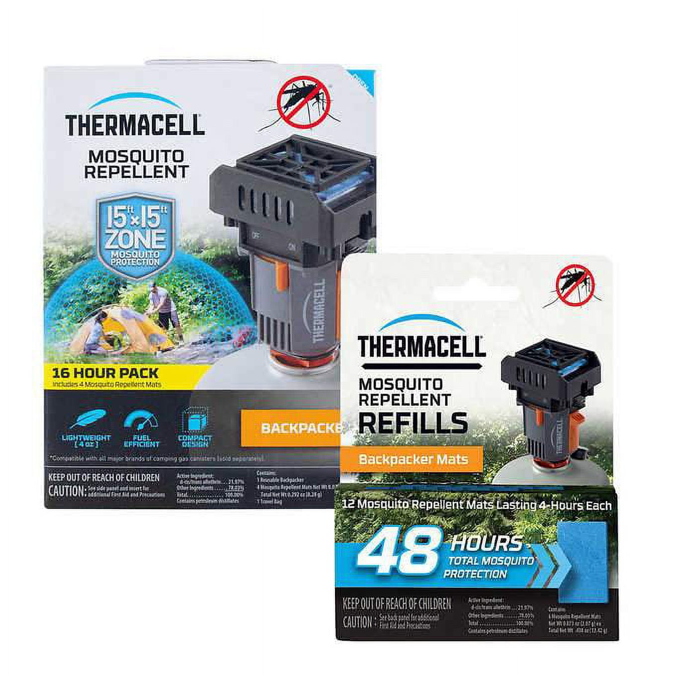 Thermacell Backpacker 64 Hour Kit Mosquito Repeller with 48 Hour Refill ...