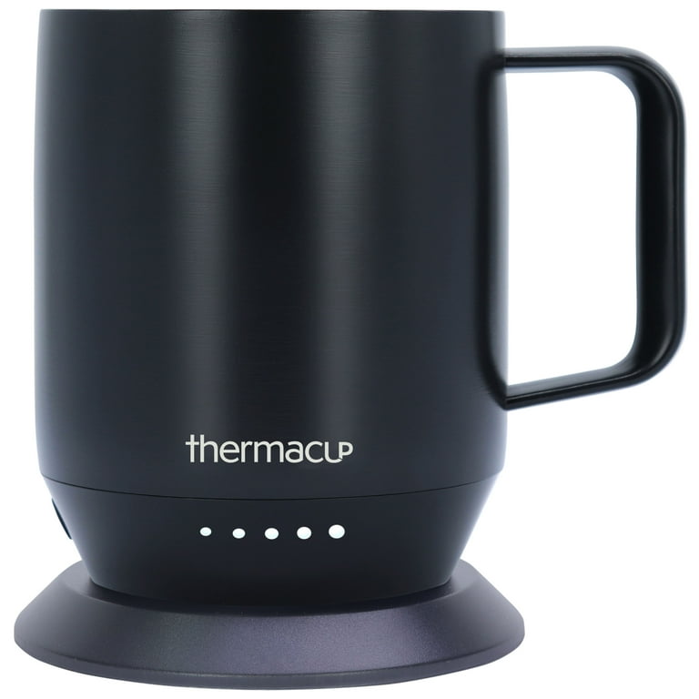 Thermacup Temperature Controlled Self Heating Coffee Mug Stainless Steel Heated Cup Beverage Warmer Black 12 oz. with Lid 14oz. without Lid Walmart