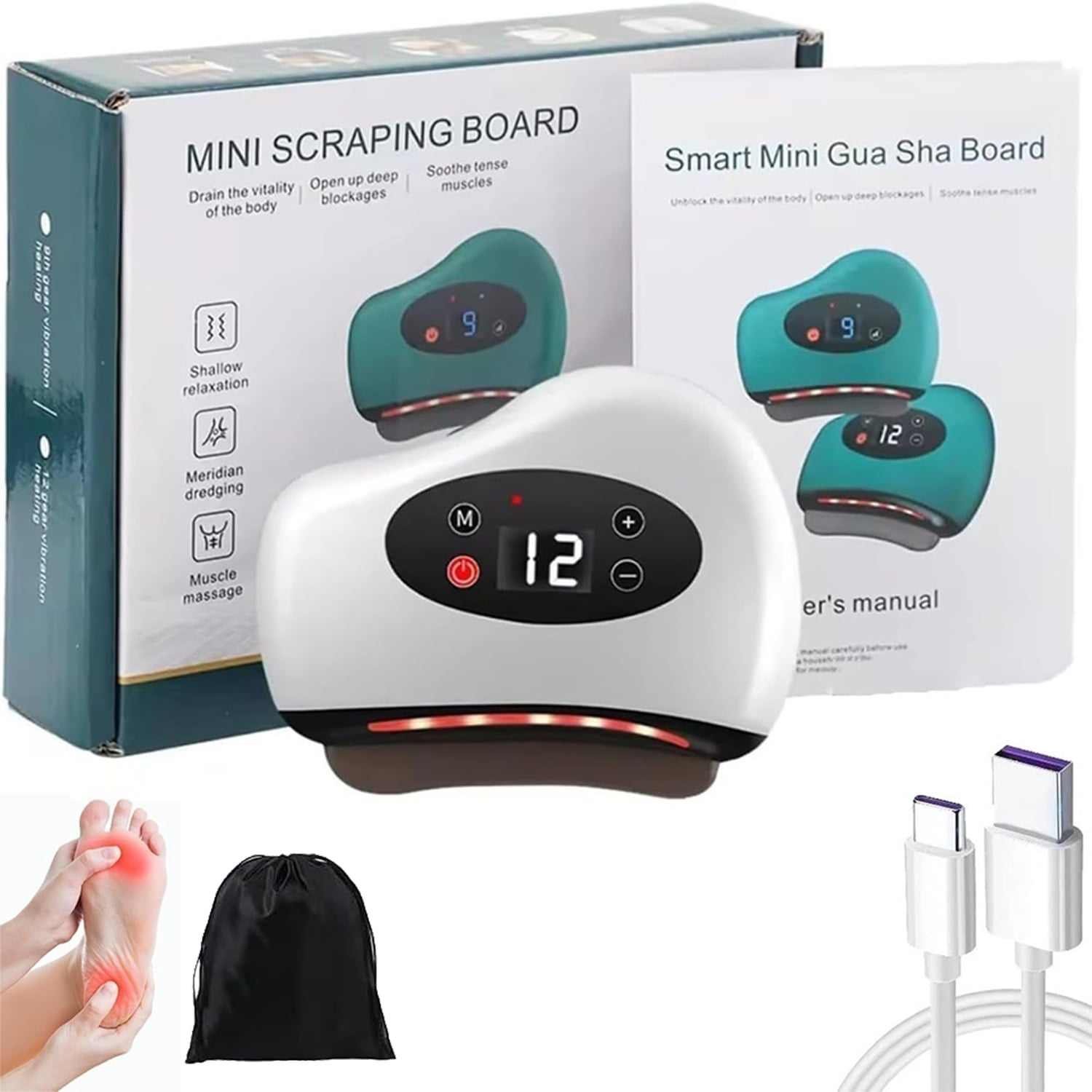 Thermaedge Plantar Fasciitis 4-in-1 Red Light LED Heated Muscle Scraper ...