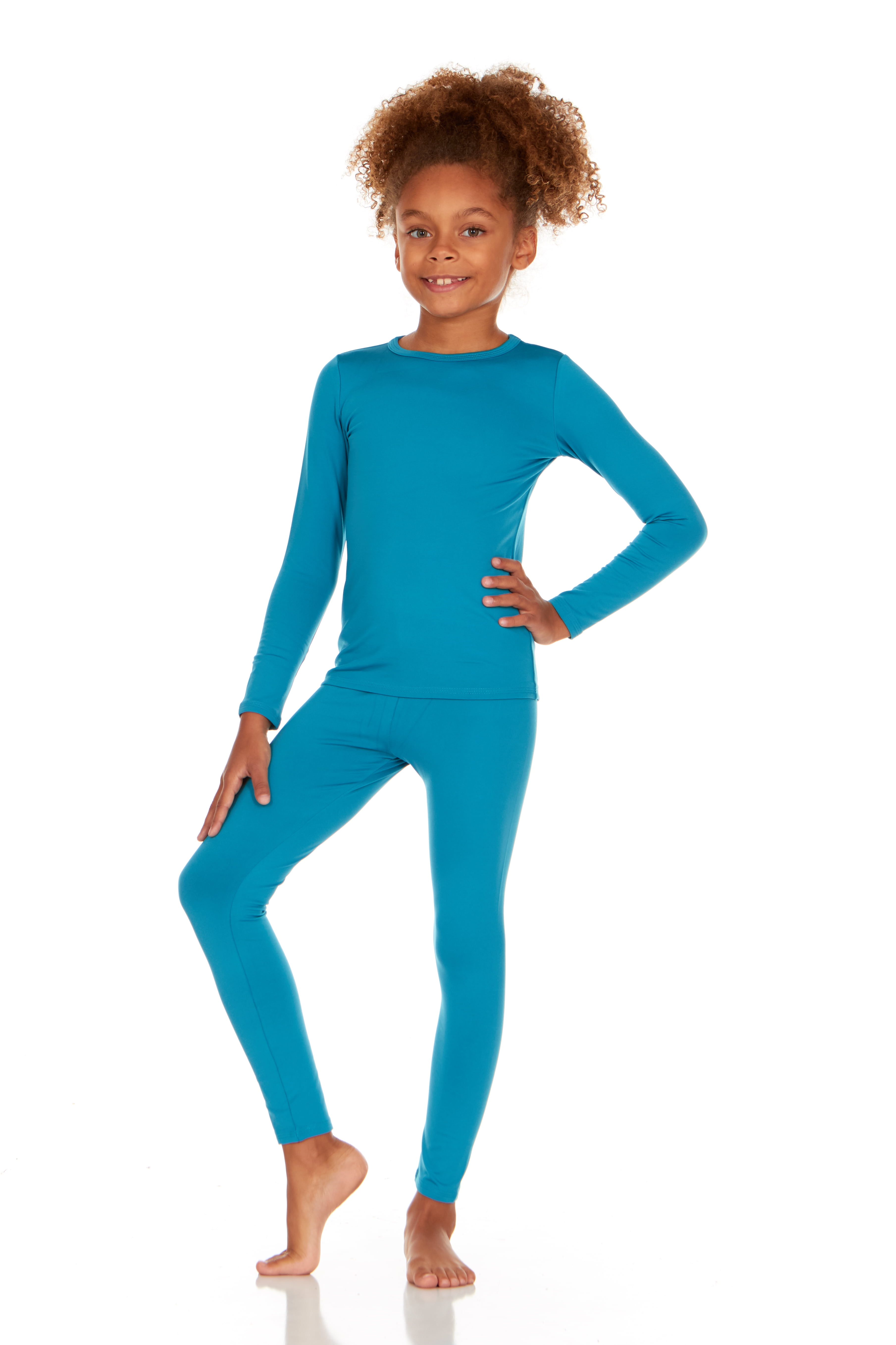 Thermajane Thermal Underwear for Girls Long John Set Kids (Teal, Medium) - Walmart.com