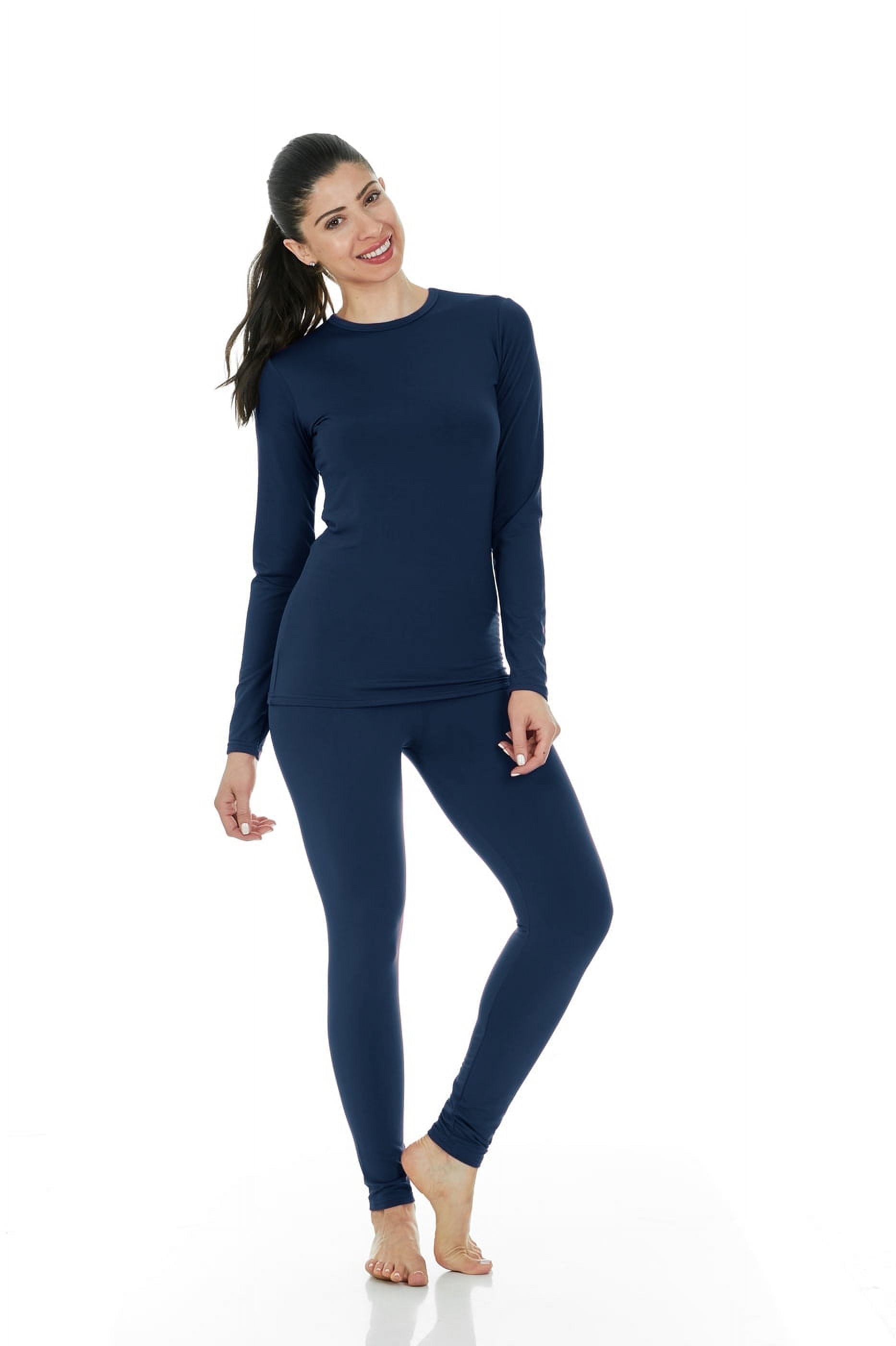 Thermajane Women's Fleece Lined Thermal Underwear - Warm Winter Base ...