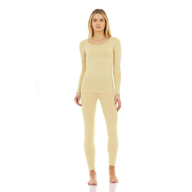 Thermajane Thermal Underwear for Women Long Johns Scoop Neck Set (XXS ...