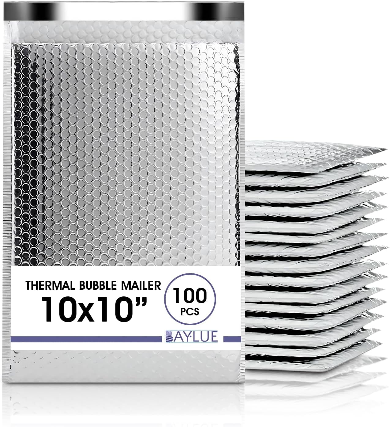 Thermal Bubble Mailer 10"x10" Inch - 100 Pack Bulk | Metallic Bubble ...