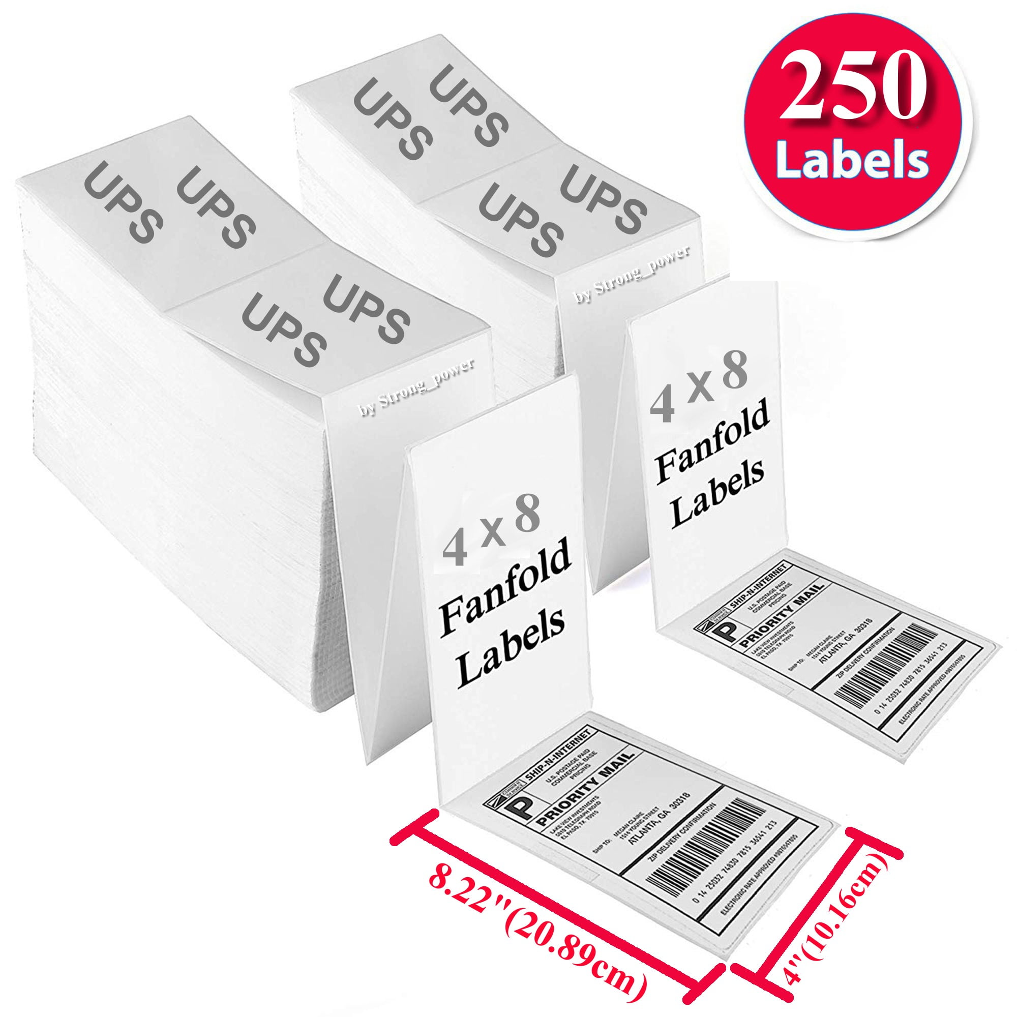 Thermal Direct Labels, 250 Fan-Fold 4x8 Shipping Label with Perforation ...