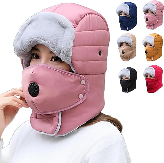 Thermal Hat with Detachable Breathing-Valve Mask, 3 in 4 Winter Warm ...