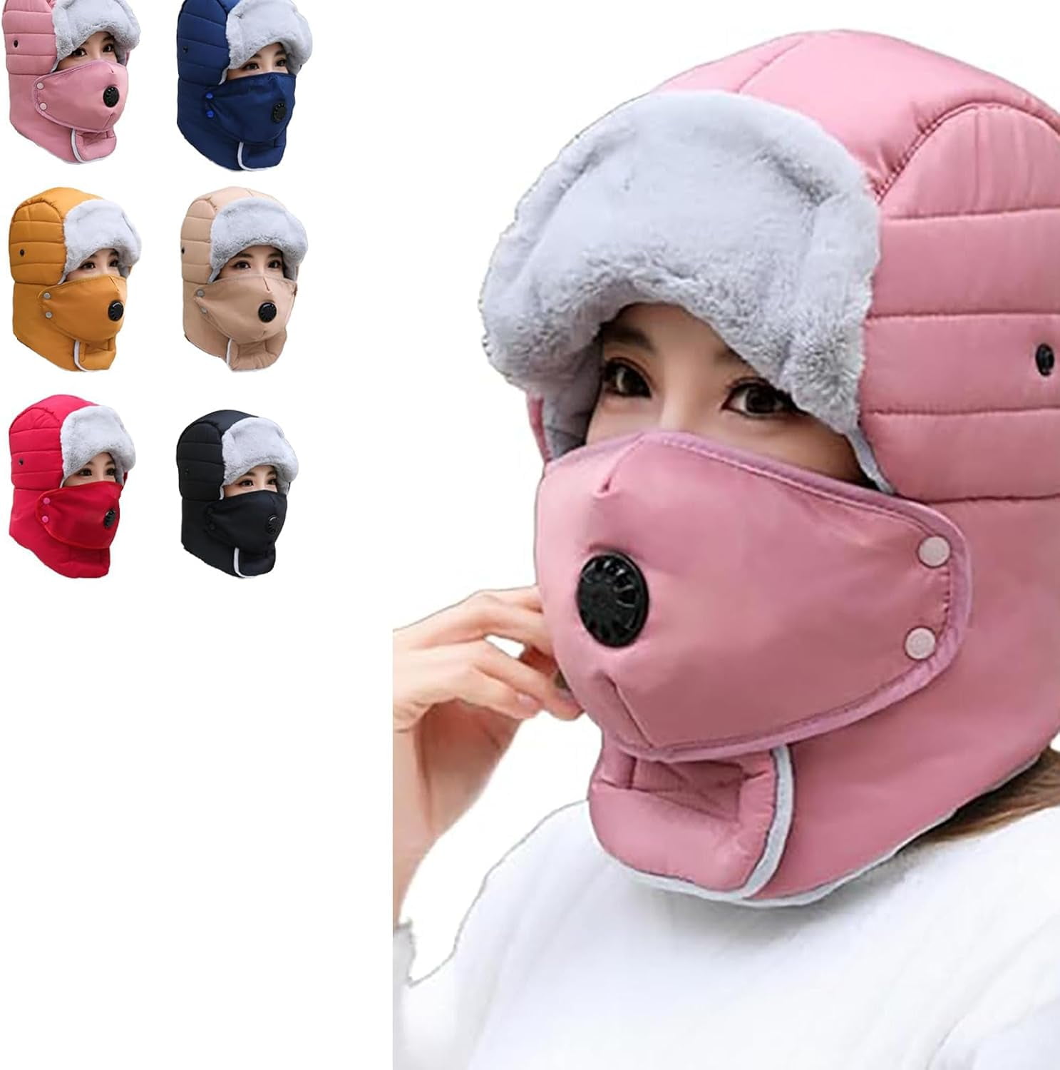 Thermal Hat with Detachable Breathing-Valve Mask, Heavy Duty Cold ...