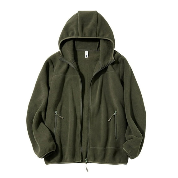 Thermal Hooded Jacket for Men, Windproof Fleece-Lined Winter Coat with ...