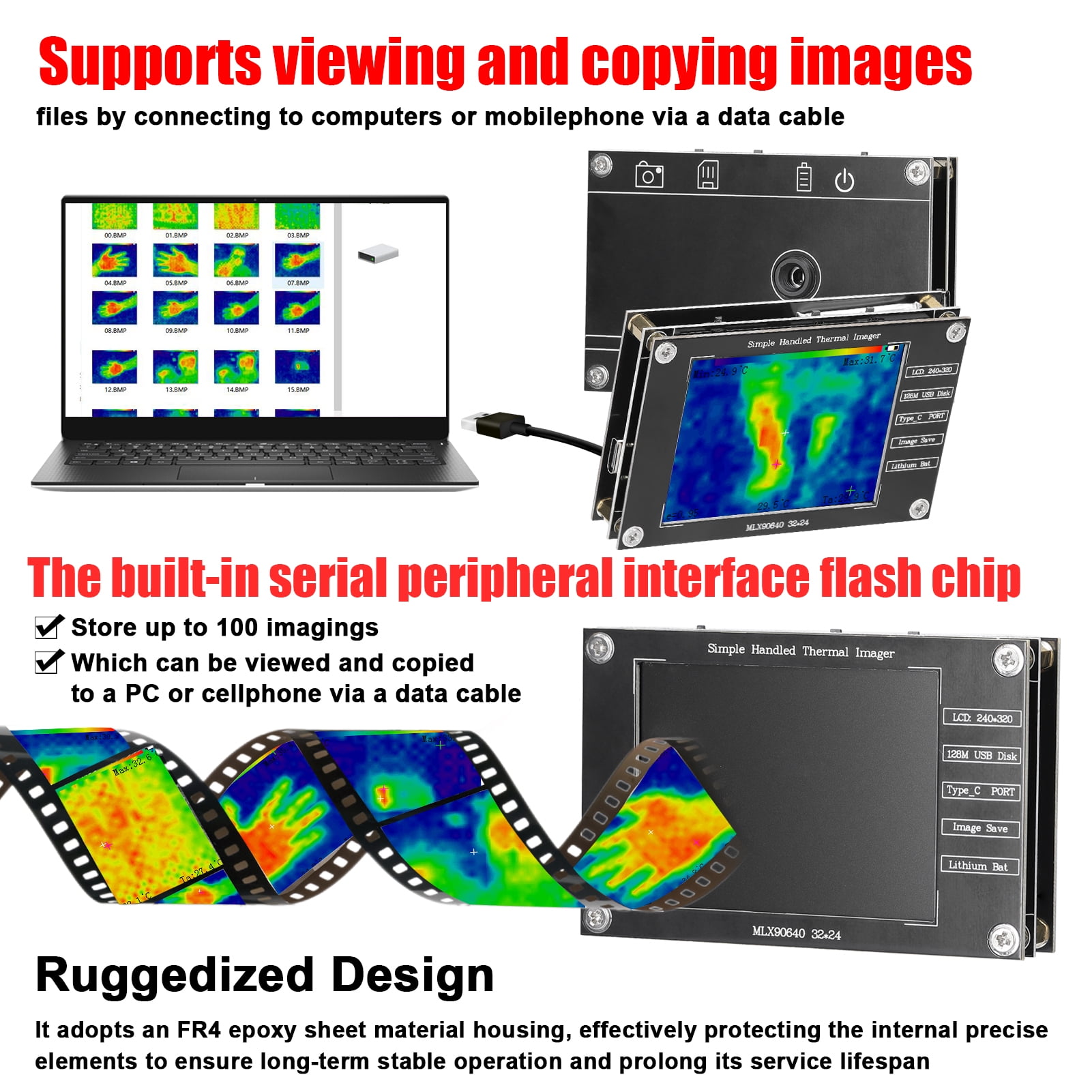 Thermal Imager,300℃ Thermal -40℃ To Display With Maximum Center Support ...