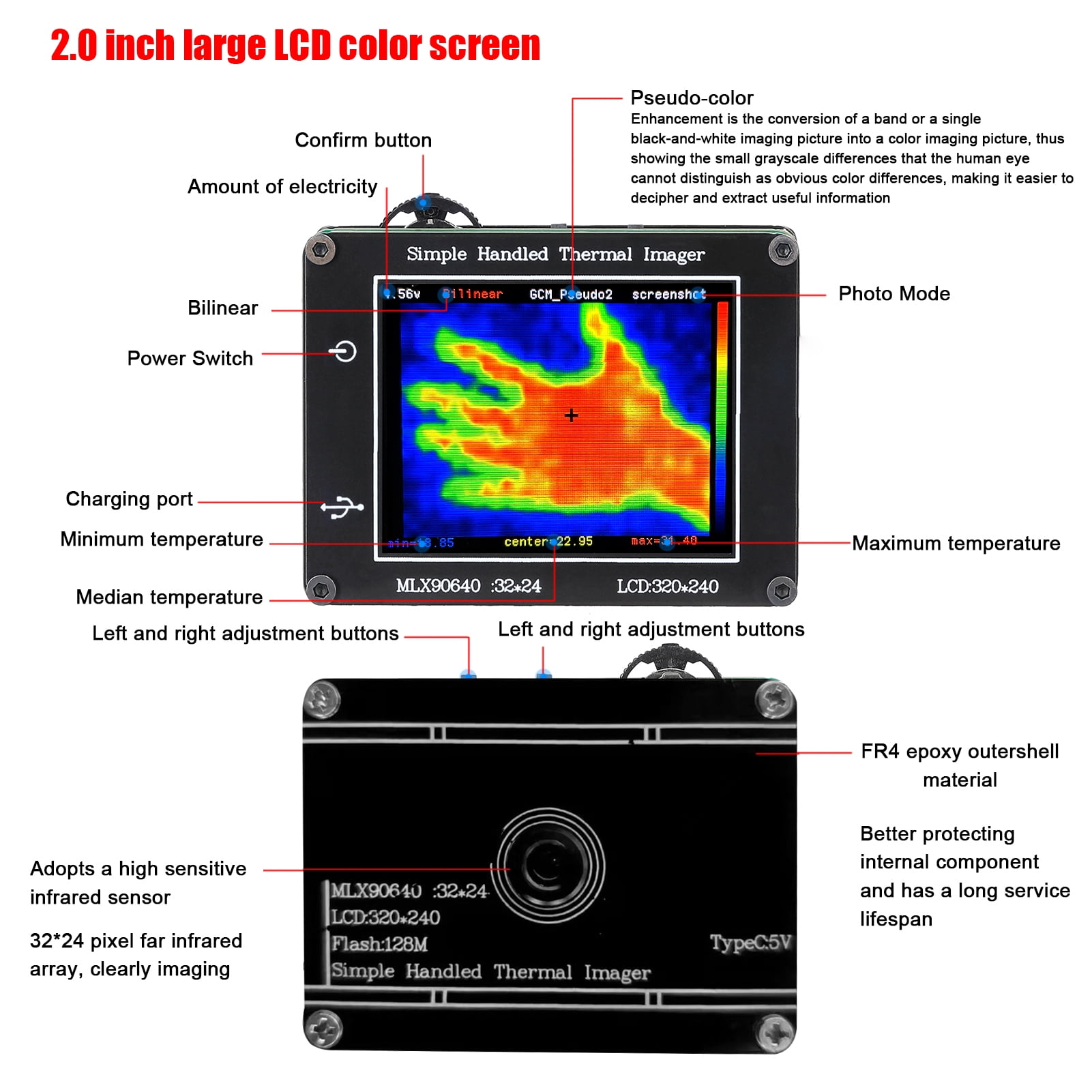 Thermal Imager,Definition Camera 2.0inch Lcd -40℃ Infrared Lcd -40℃ To ...