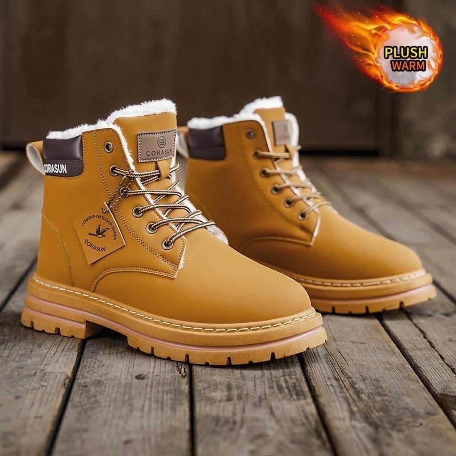 Thermal Insulated CORASUN Snow Boots for Cold Weather | Khaki & Black ...