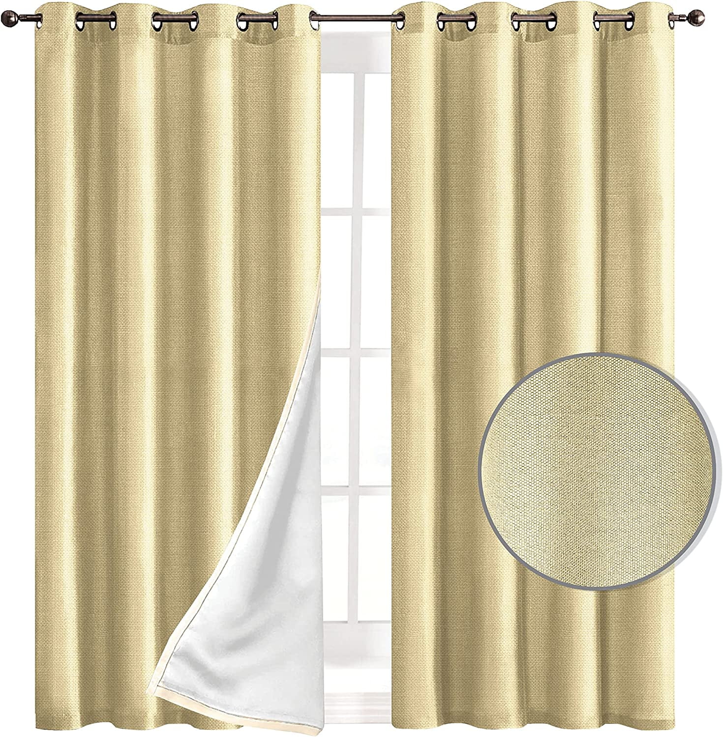 Mocassi Blackout Grommet Top Curtains - 2 Panel Set - Window Treatment ...