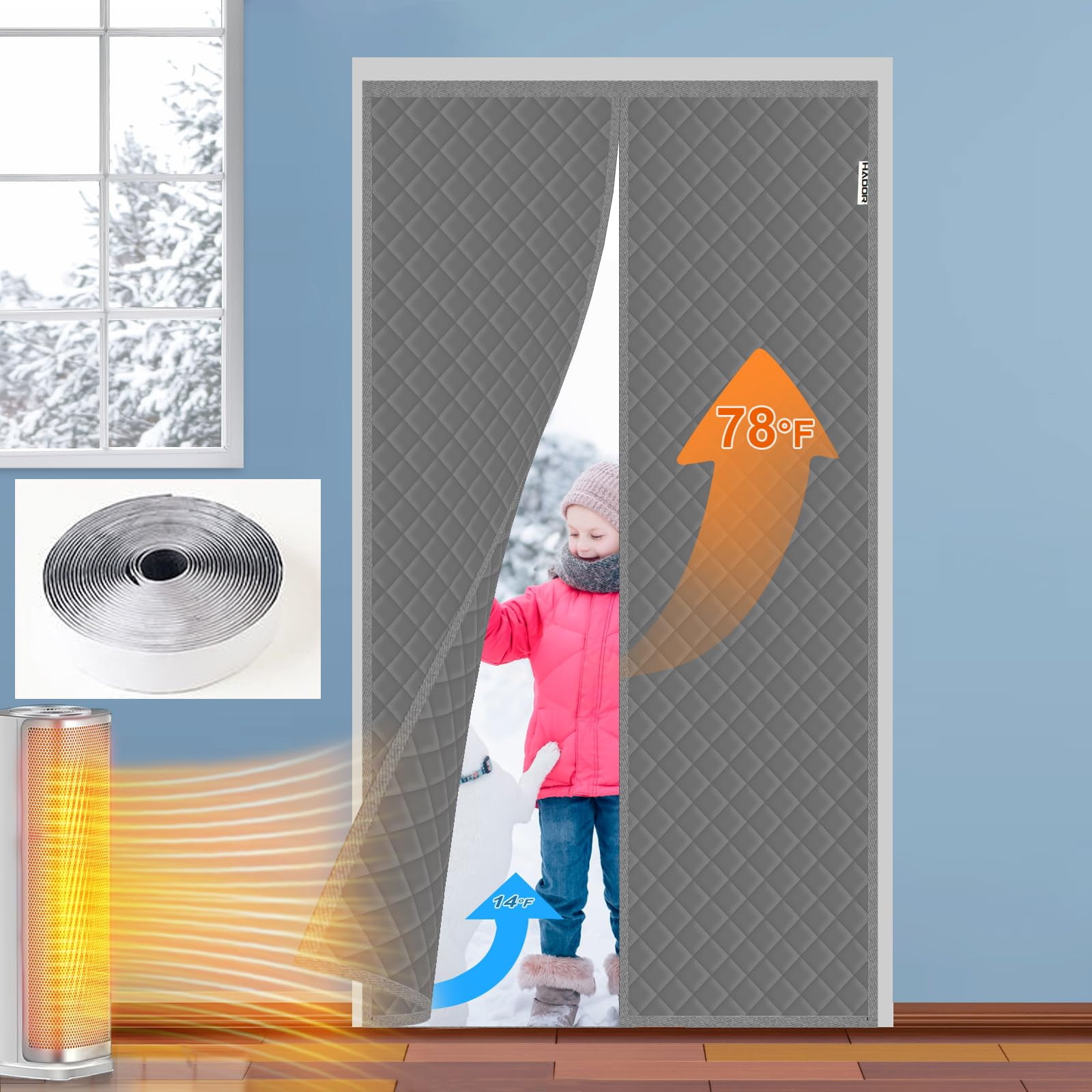 Thermal Insulated Door Curtain, Thicken Cotton Windproof Soundproof ...
