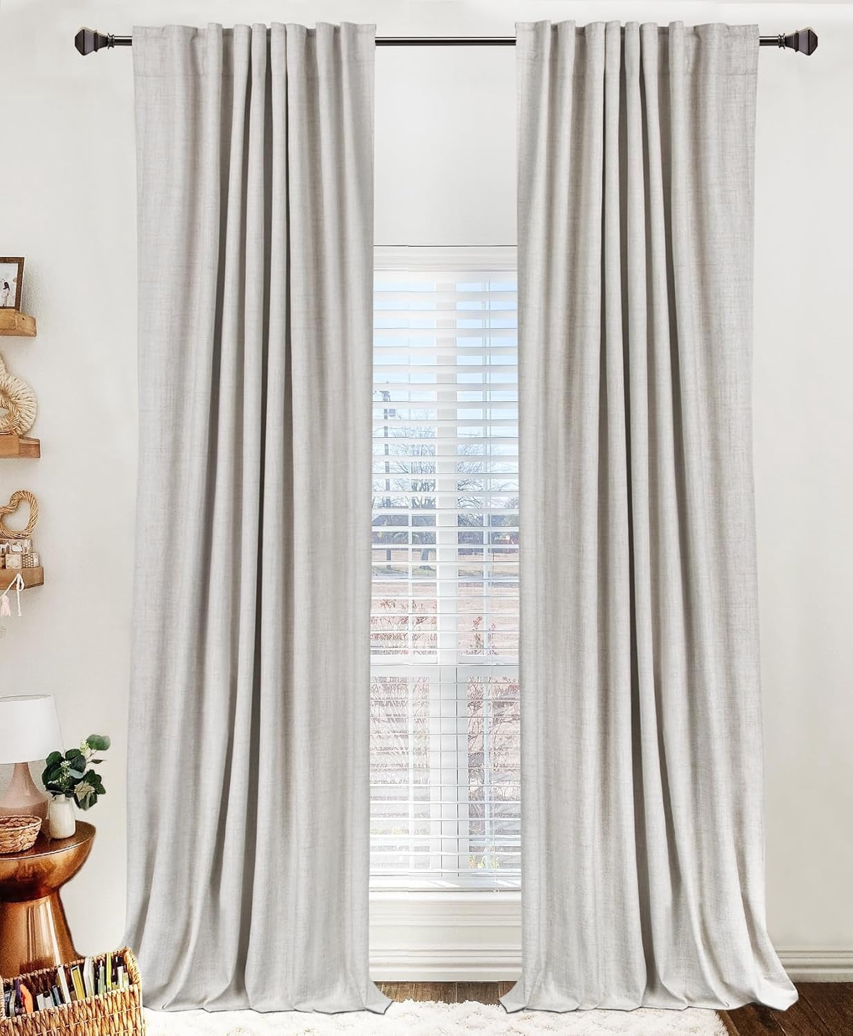 Thermal Insulated Blackout Curtains for Bedroom 102 Inches Long, Back ...